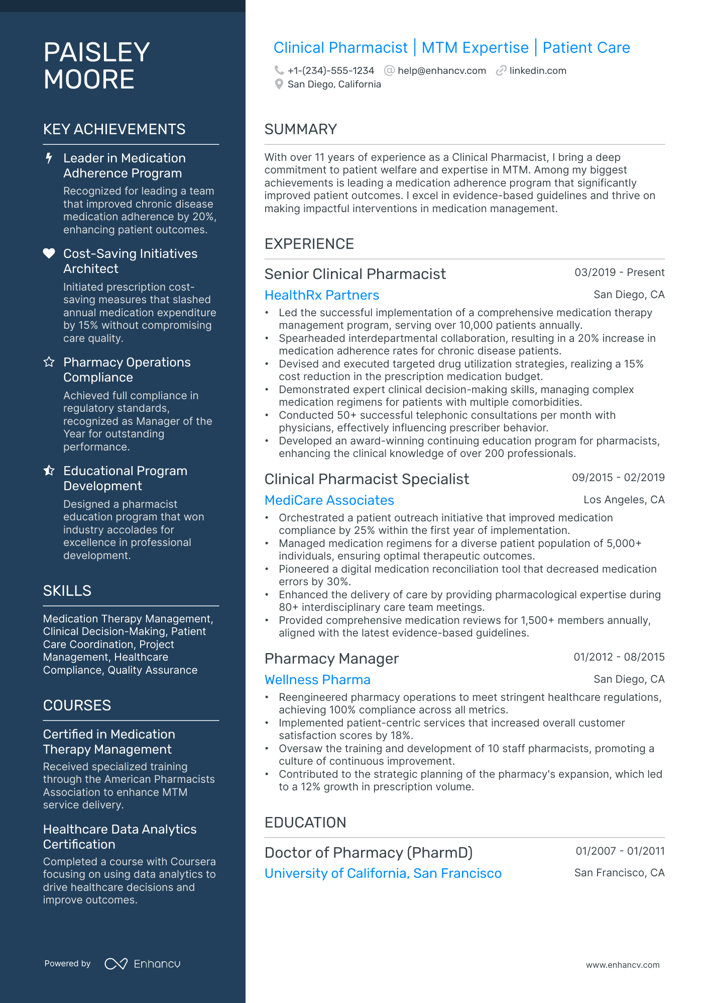 10 Clinical Pharmacist Resume Examples & Guide for 2026