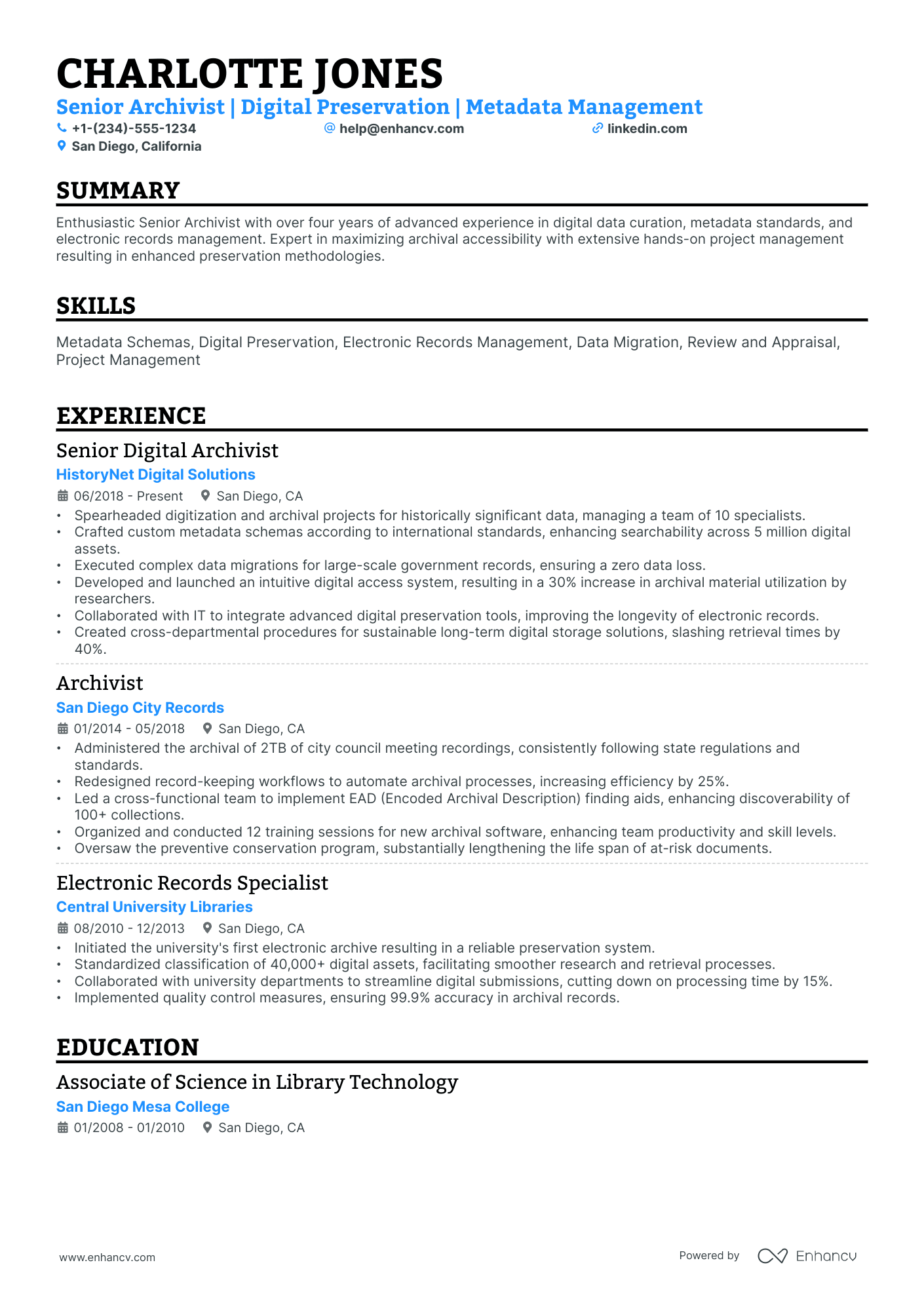 10 Archivist Resume Examples & Guide for 2025
