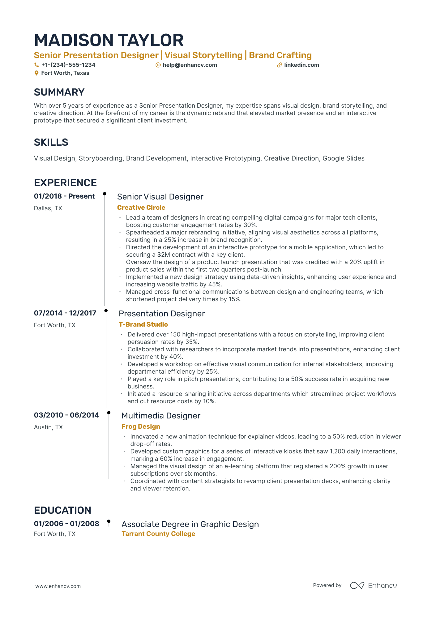 10 Presentation Designer Resume Examples & Guide for 2026