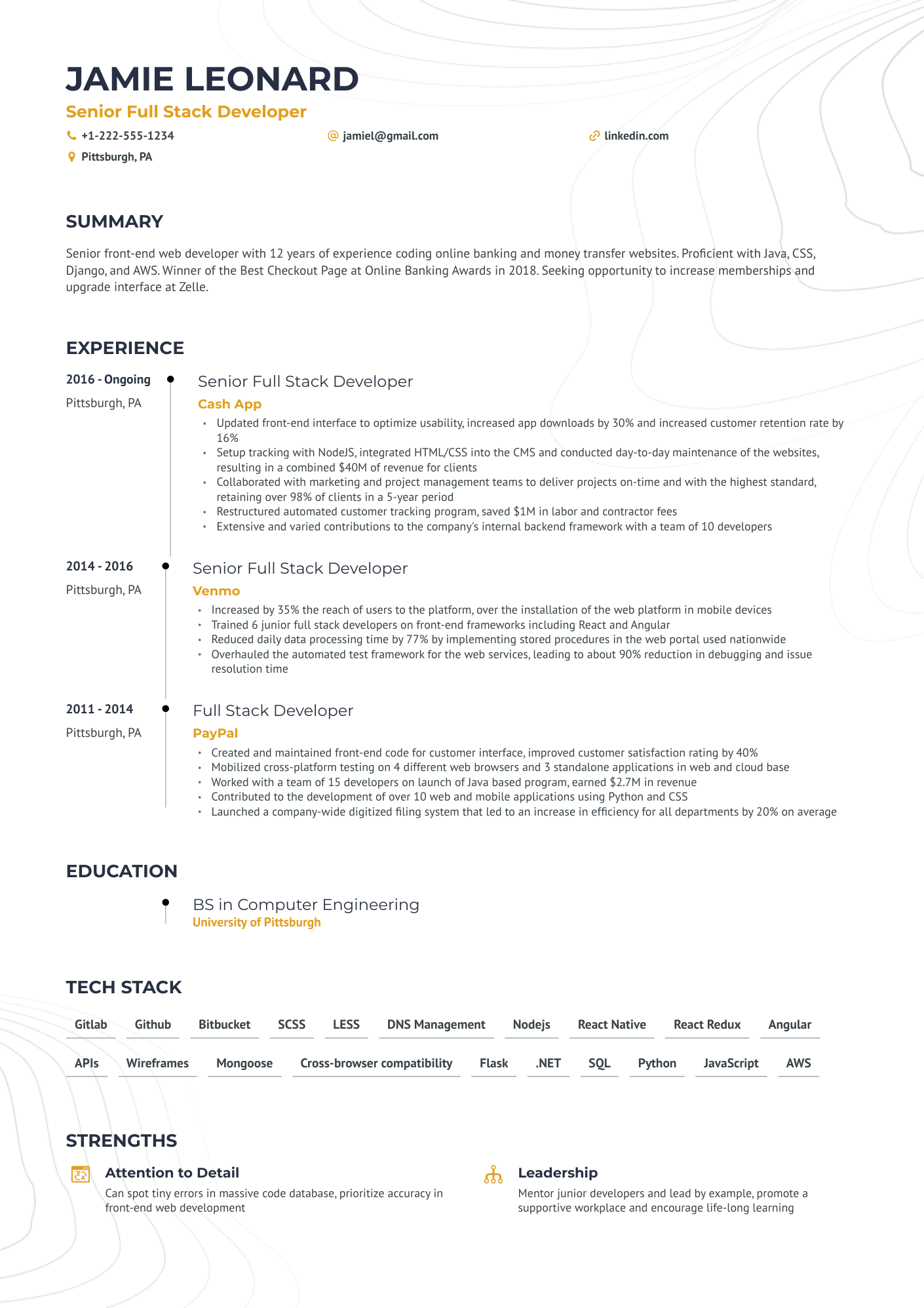 11 Full Stack Developer Resume Examples & Guide for 2024