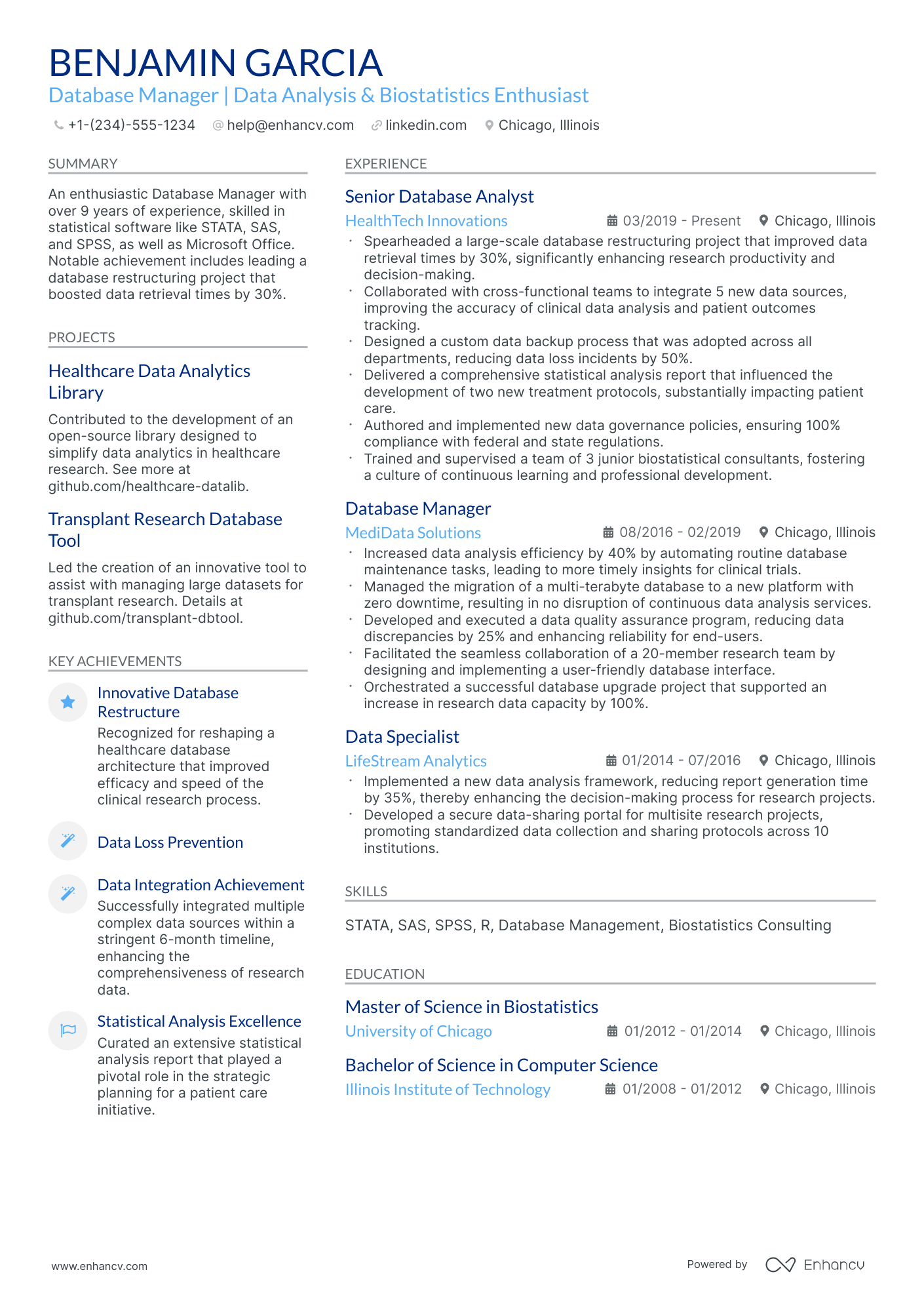 10 Database Manager Resume Examples & Guide for 2026