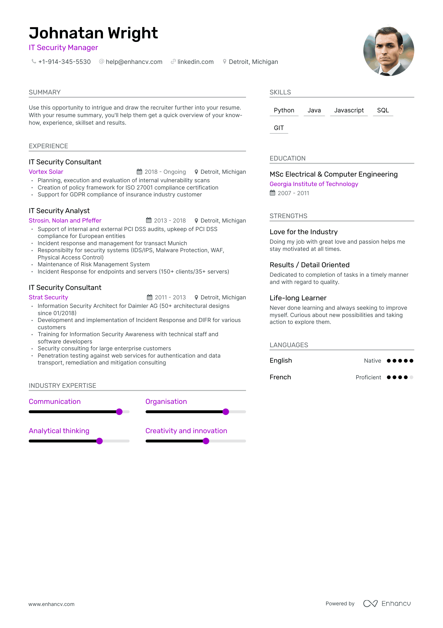 IT Security Manager Resume Examples & Guide for 2023 (Layout, Skills ...