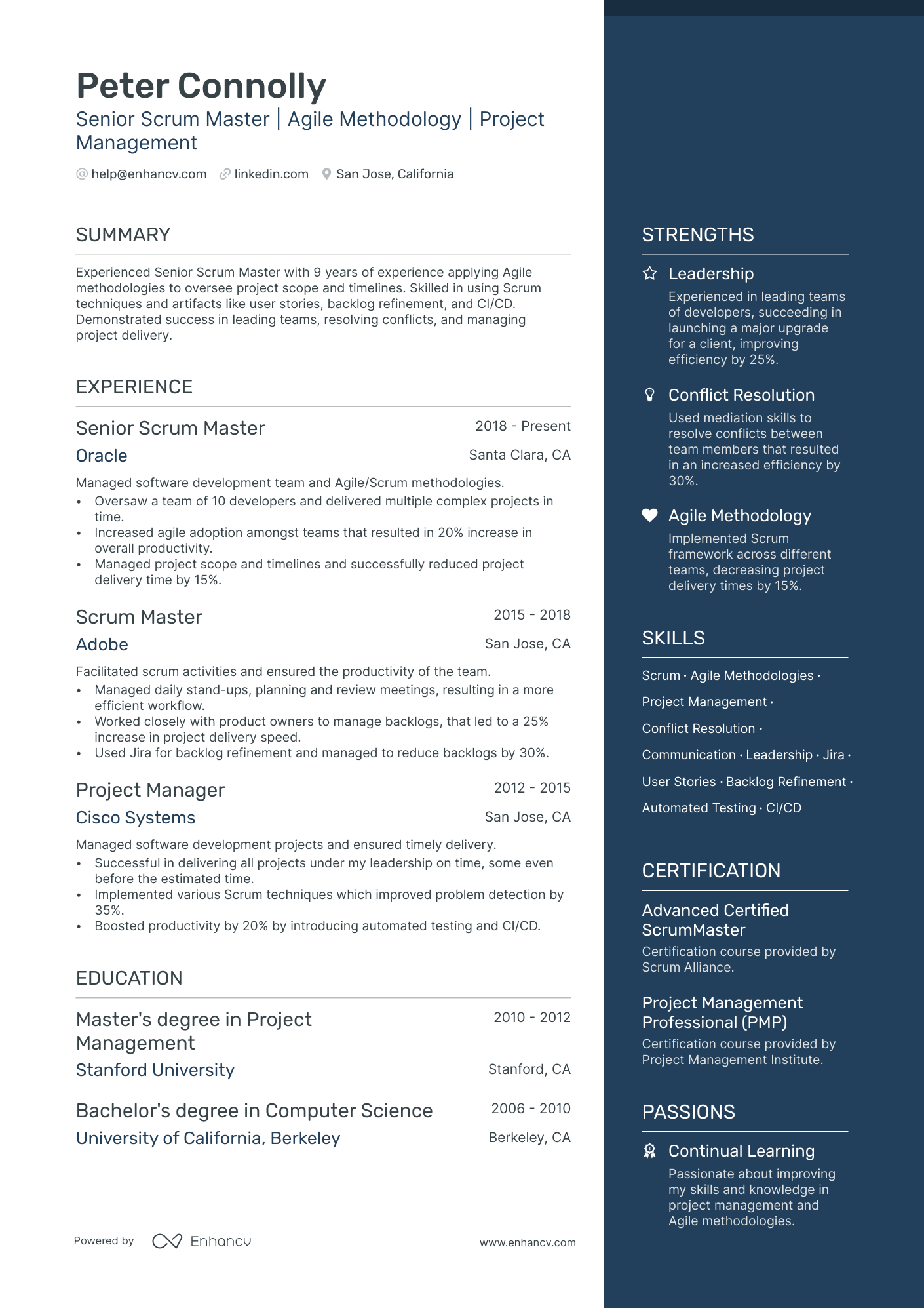 5 Senior Scrum Master Resume Examples & Guide for 2024