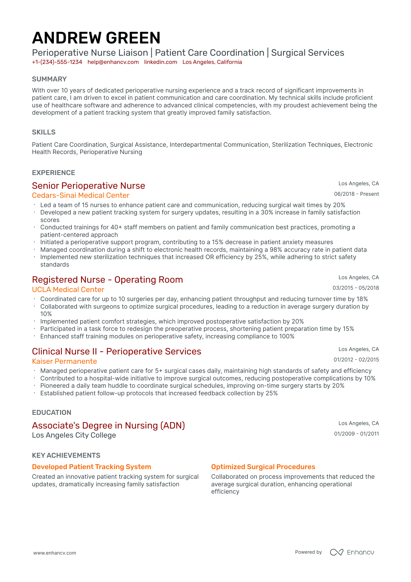 10 Perioperative Nurse Resume Examples & Guide for 2026