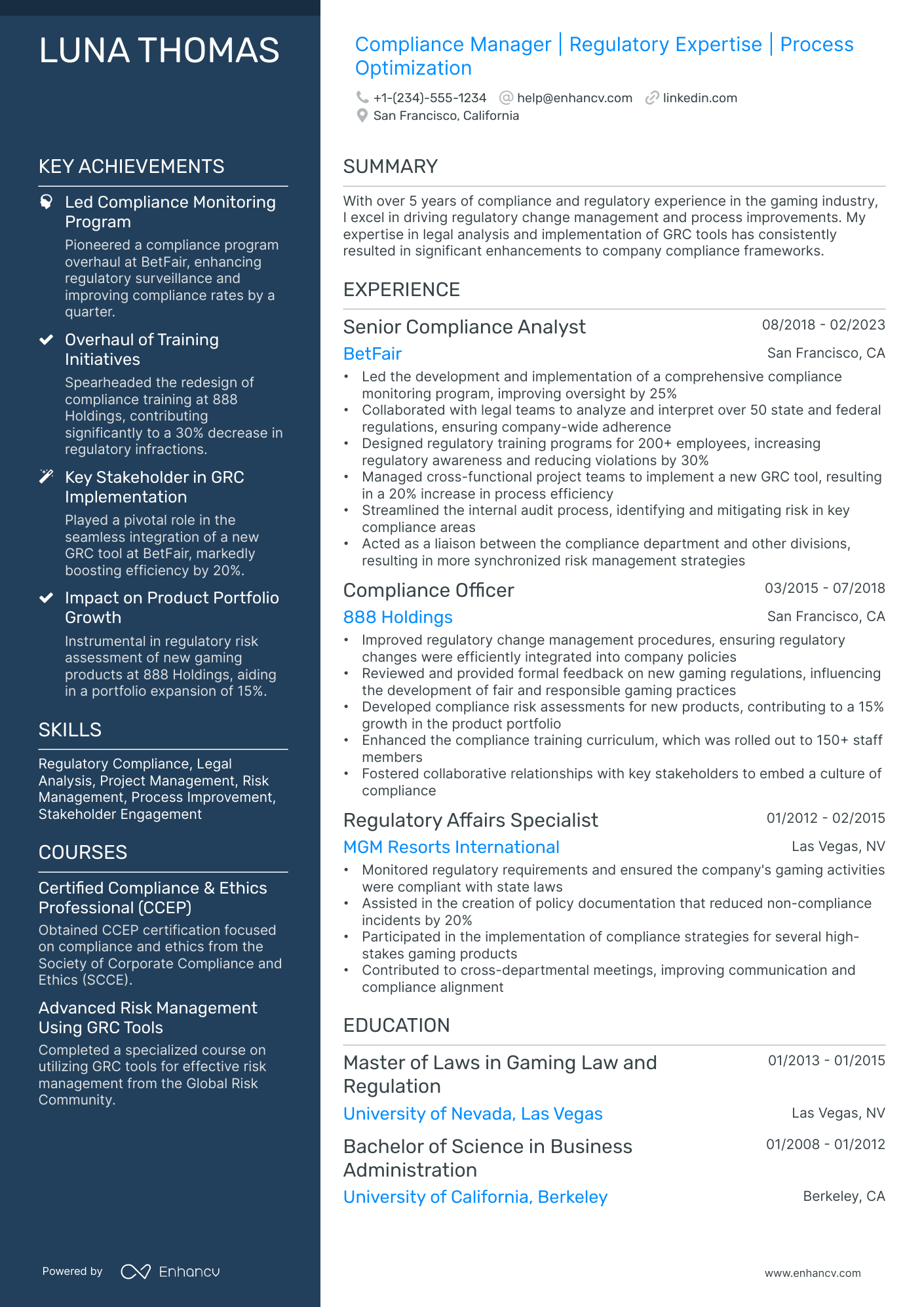 3 Compliance Manager Resume Examples & Guide for 2025