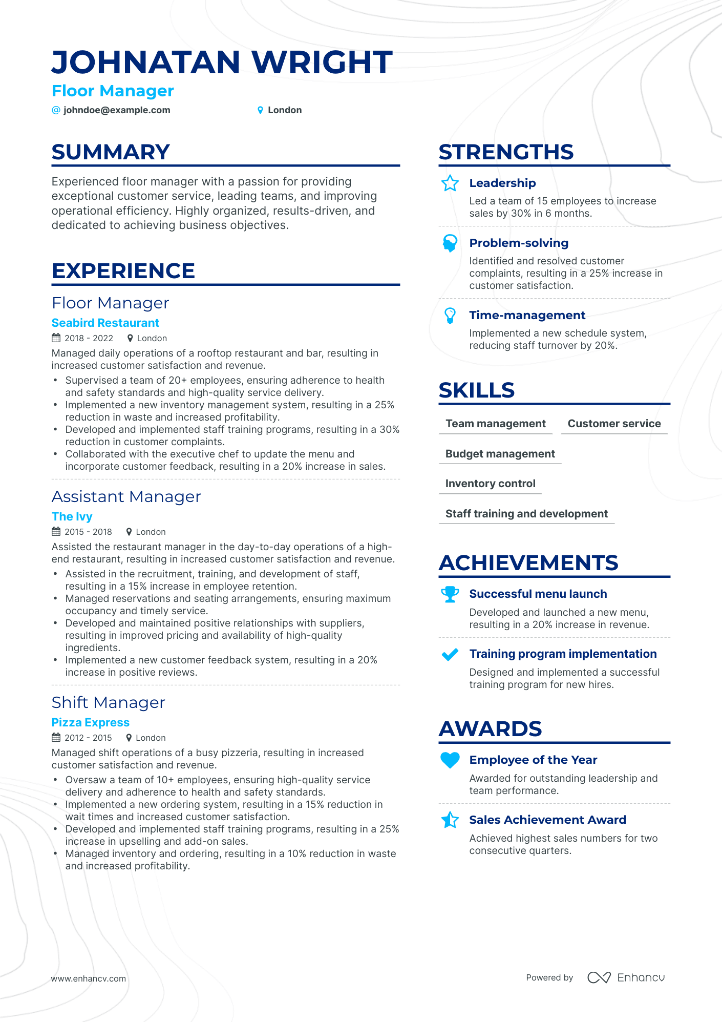 5 Floor Manager Resume Examples & Guide for 2023