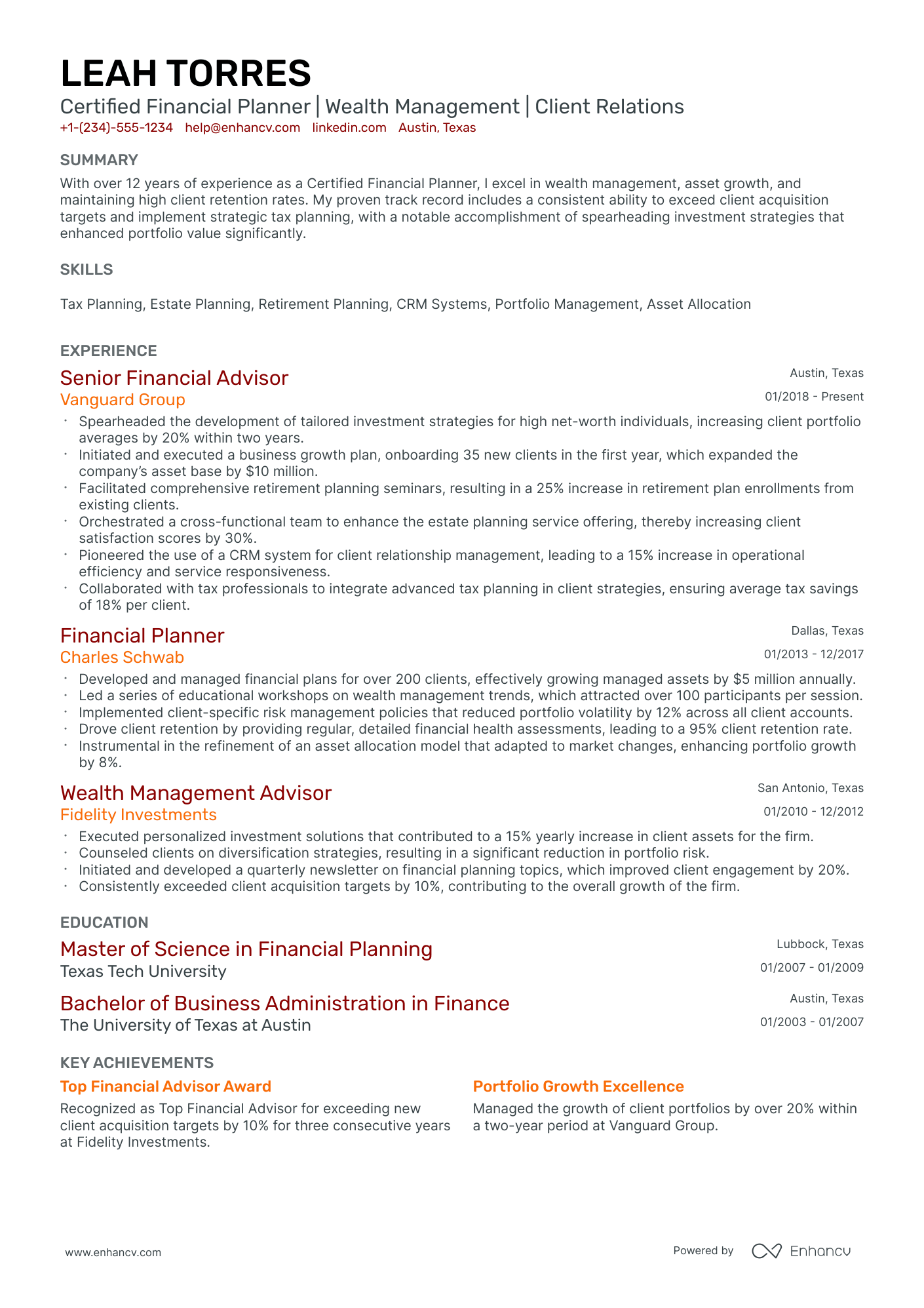 10 Certified Financial Planner Resume Examples & Guide for 2026