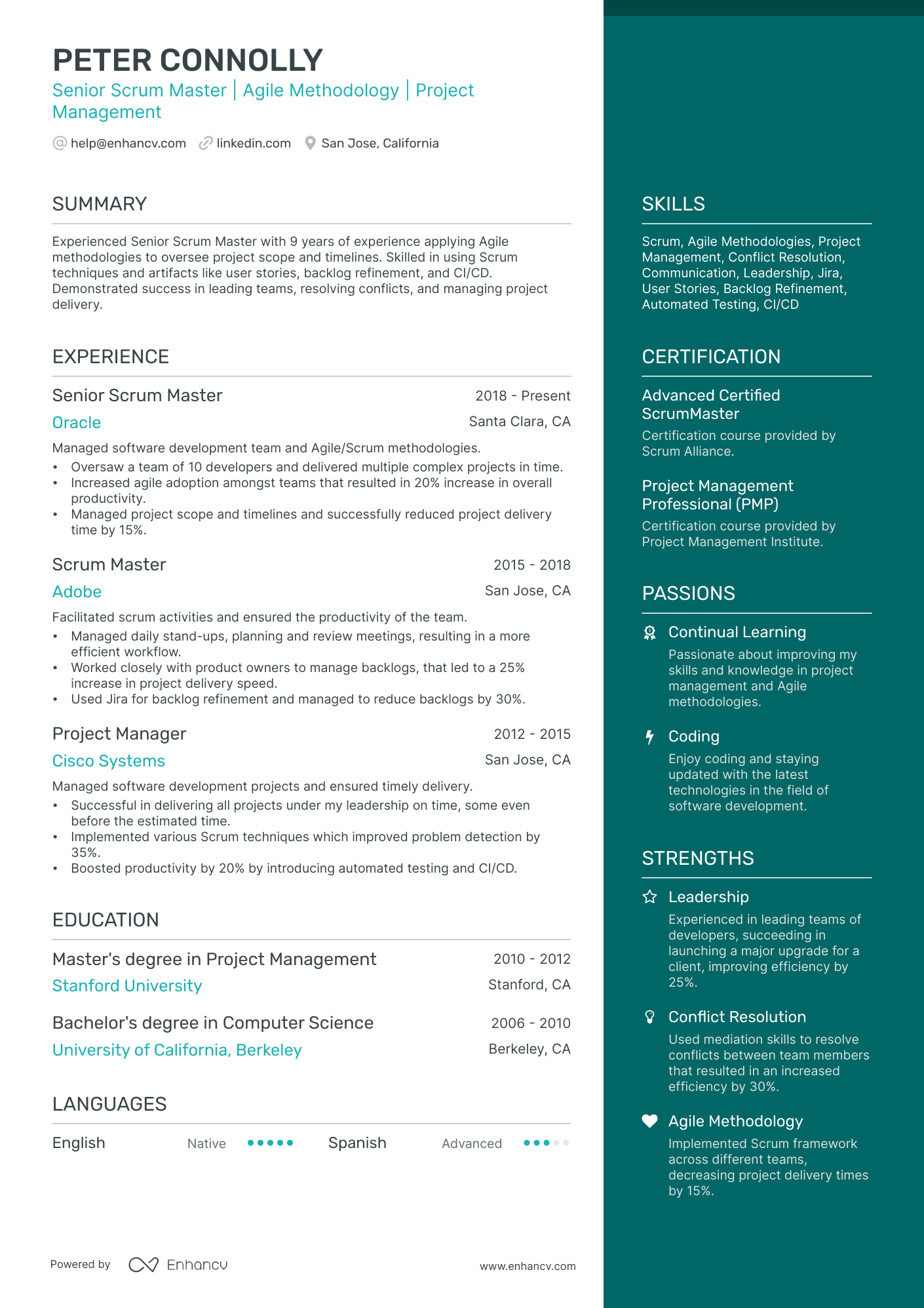 10 Senior Scrum Master Resume Examples & Guide for 2026