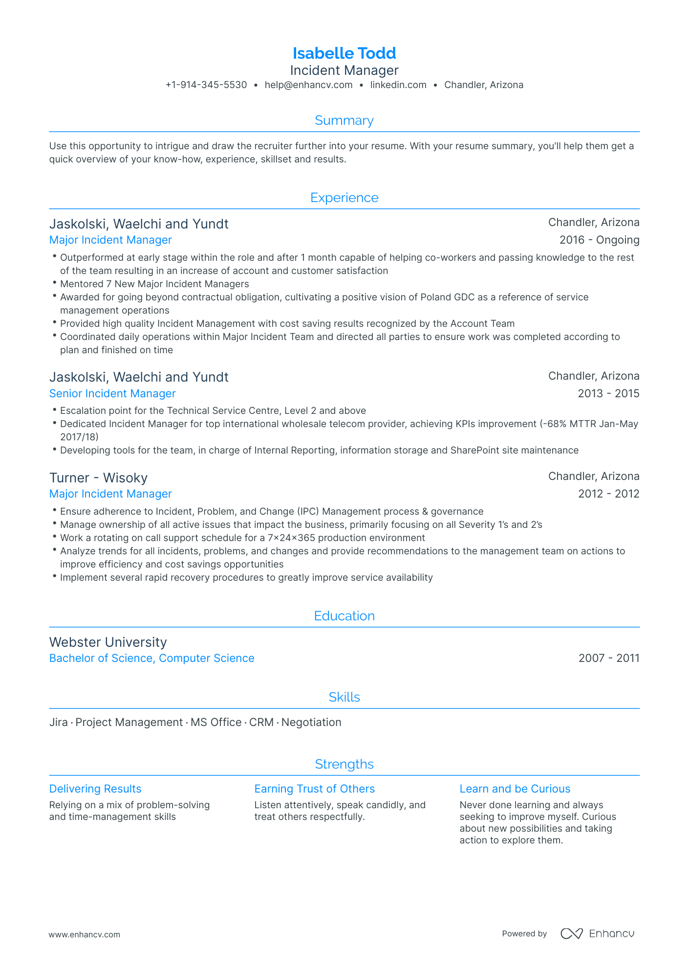 Incident Manager Resume Examples & Guide for 2023 (Layout, Skills ...