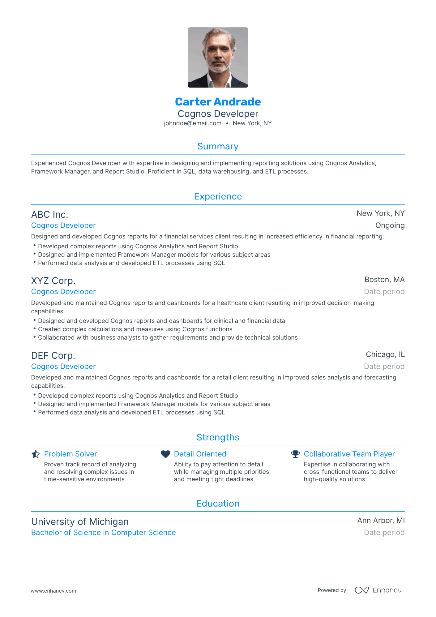 5 Cognos Developer Resume Examples & Guide for 2023