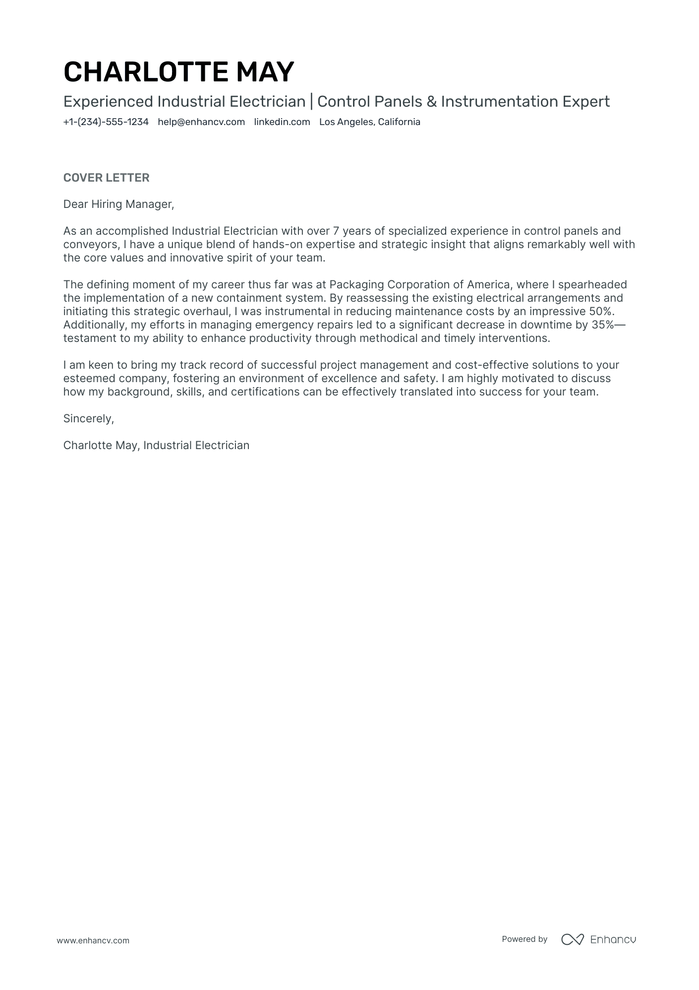 5 Professional Electrician Cover Letter Examples and Template for 2024 ...