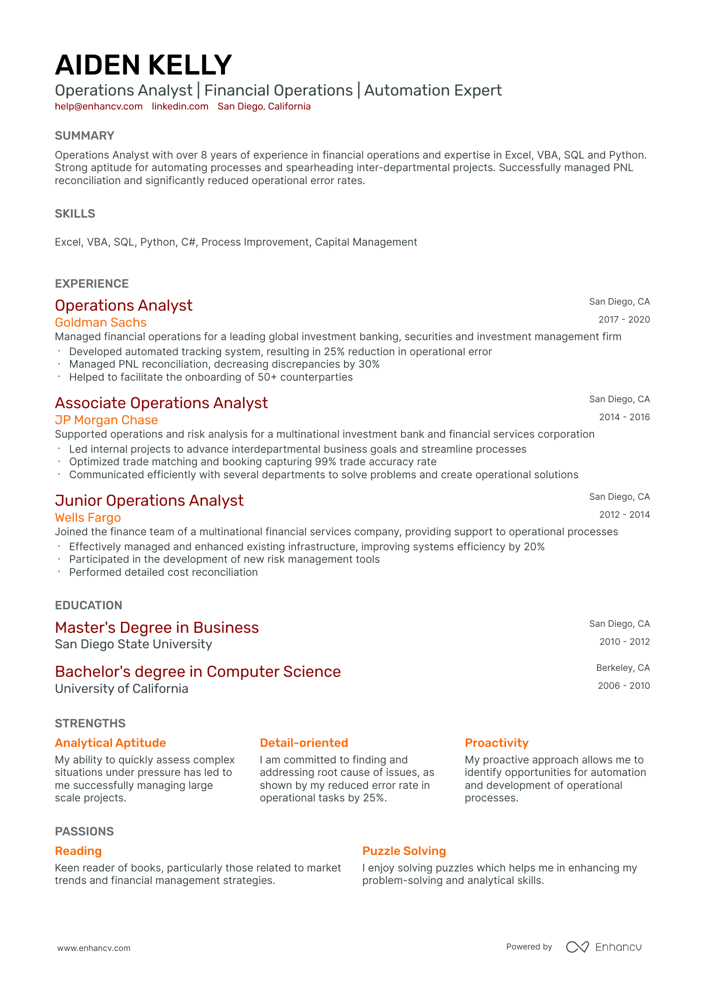 10 Operations Analyst Resume Examples & Guide for 2026