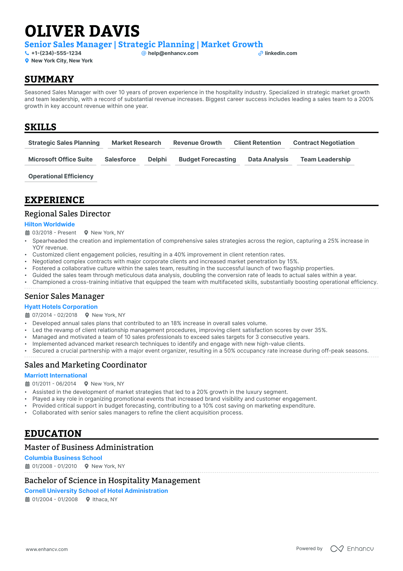 5 Hotel Sales Manager Resume Examples & Guide for 2024