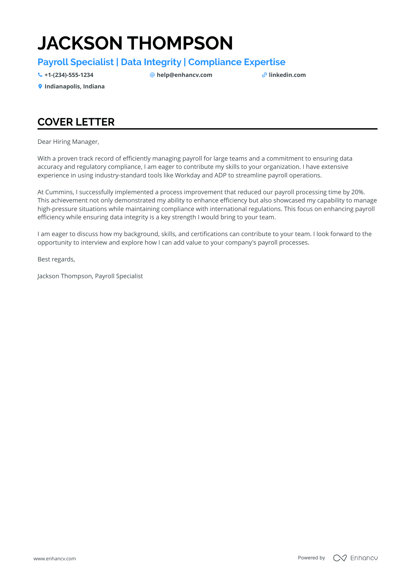 5 Professional Payroll Cover Letter Examples and Template for 2026 ...