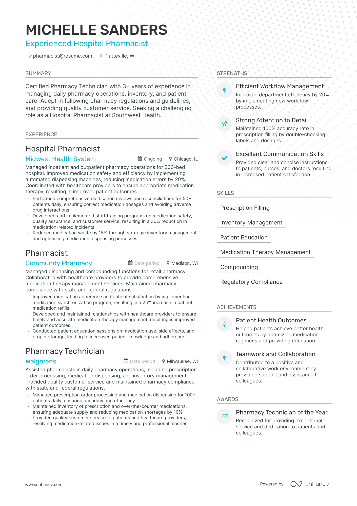 10 Pharmacist Resume Examples & Guide for 2024