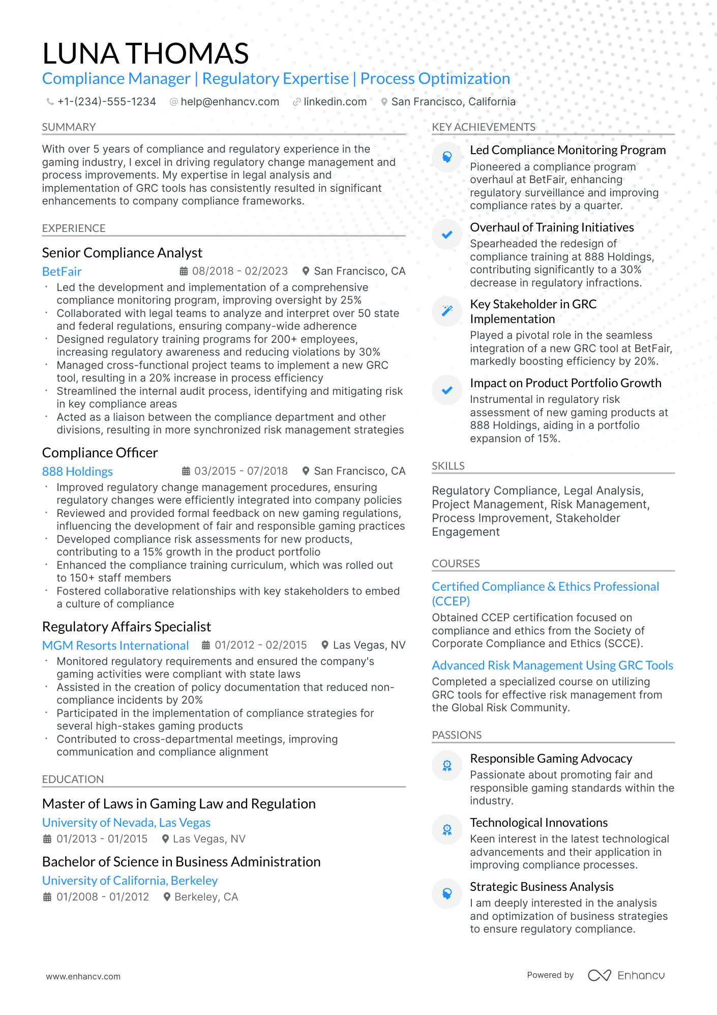 3 Compliance Manager Resume Examples & Guide for 2025