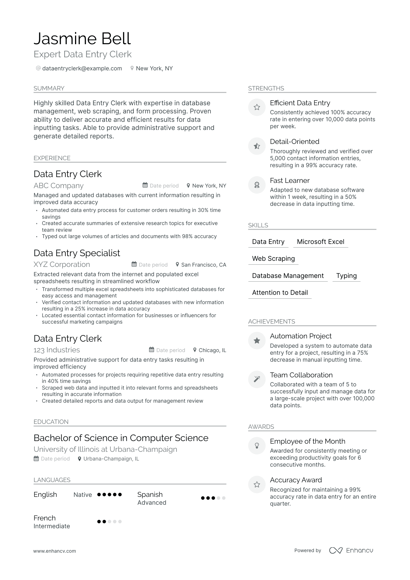 5 Data Entry Clerk Resume Examples & Guide for 2024