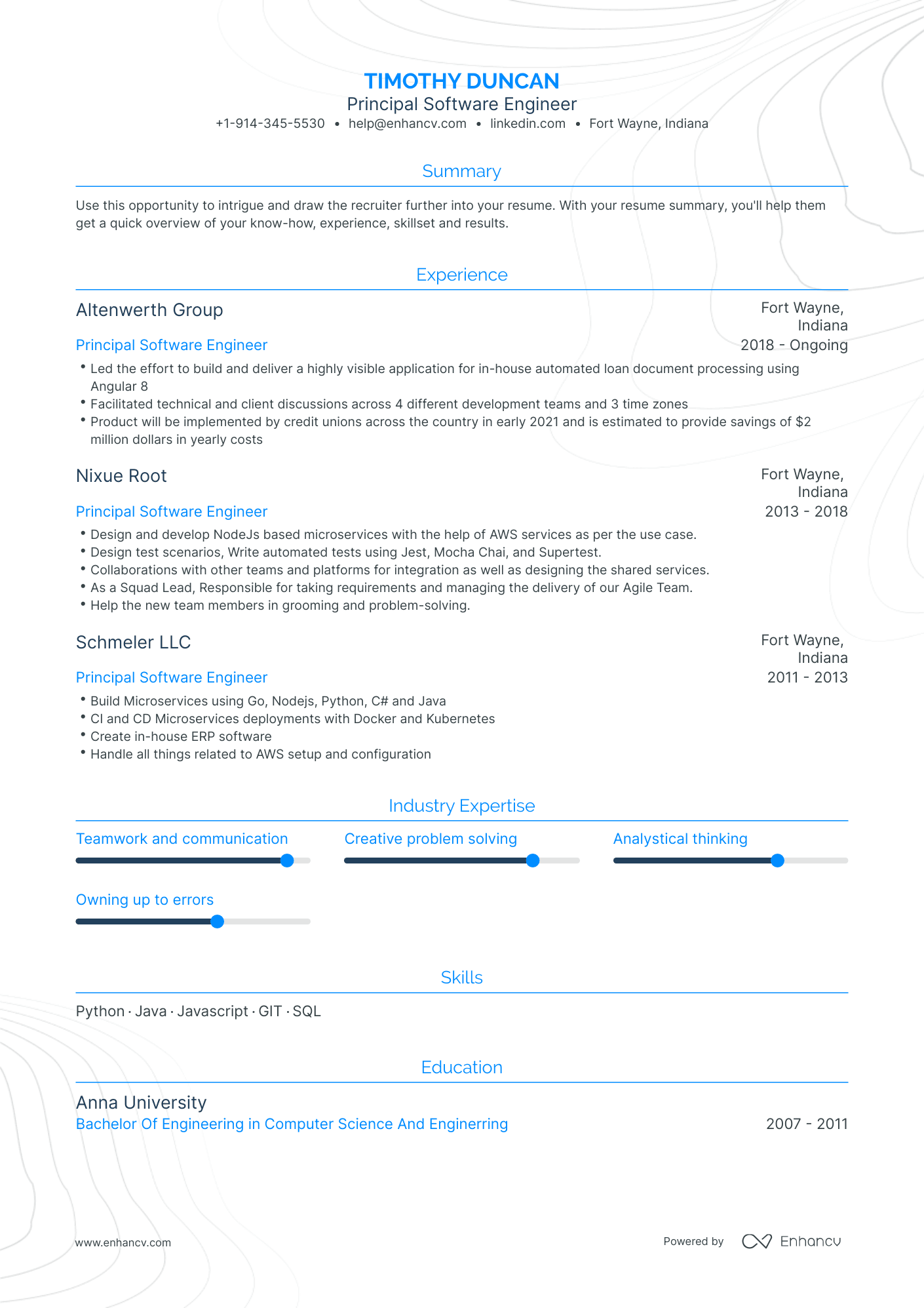 Principal Software Engineer Resume Examples & Guide for 2023 (Layout ...