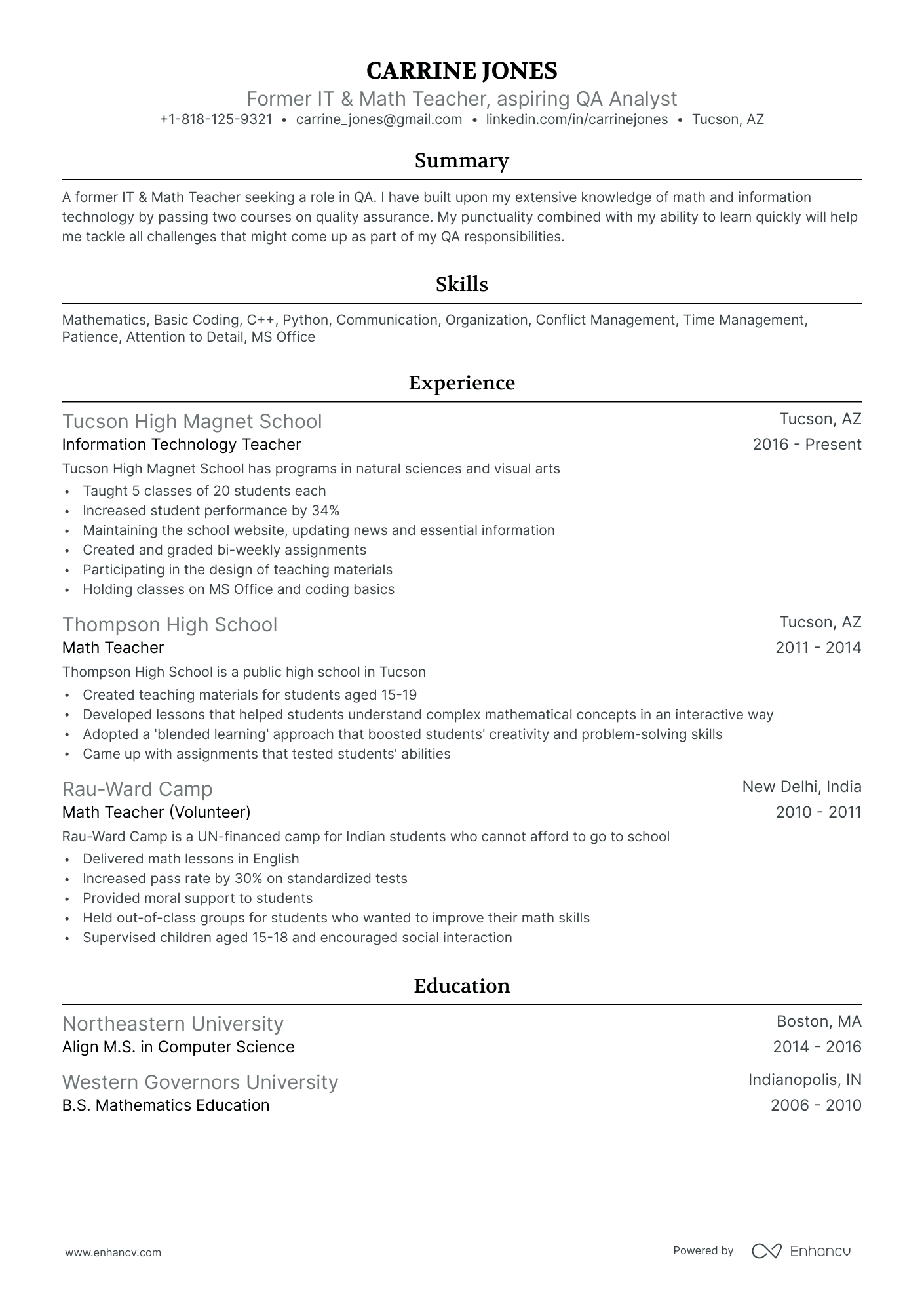 10 Teacher Career Change Resume Examples & Guide for 2026