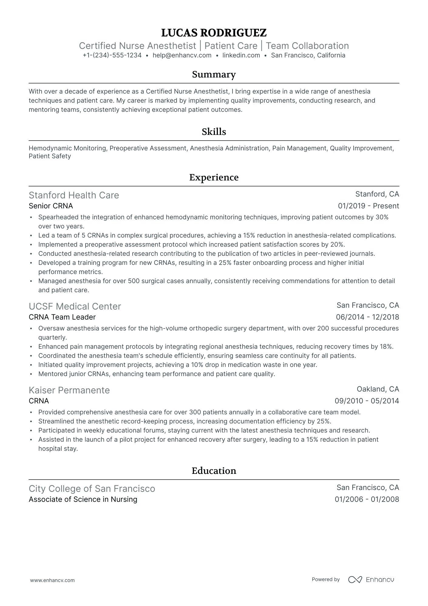 10 Nurse Anesthetist Resume Examples & Guide for 2026