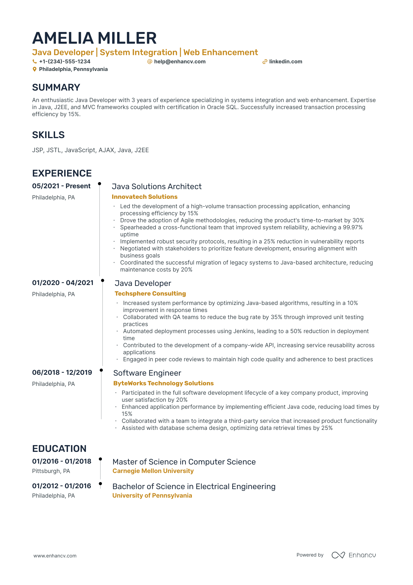 10 J2EE Developer Resume Examples & Guide for 2025