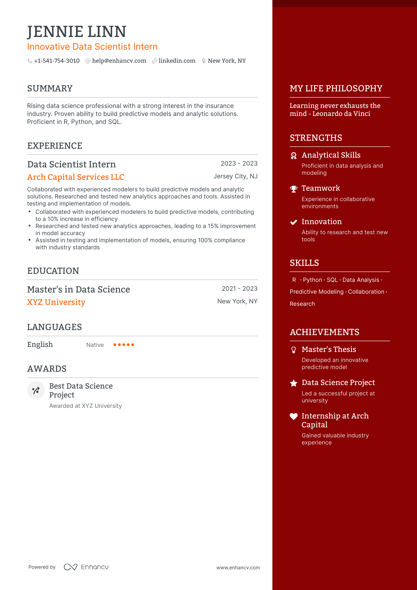 5 Data Science Intern Resume Examples & Guide for 2023