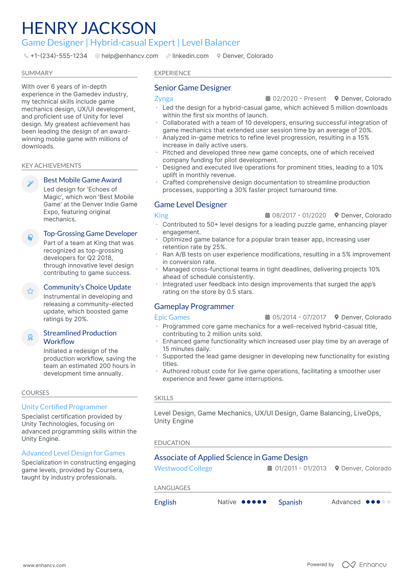 10 Game Designer Resume Examples & Guide for 2026