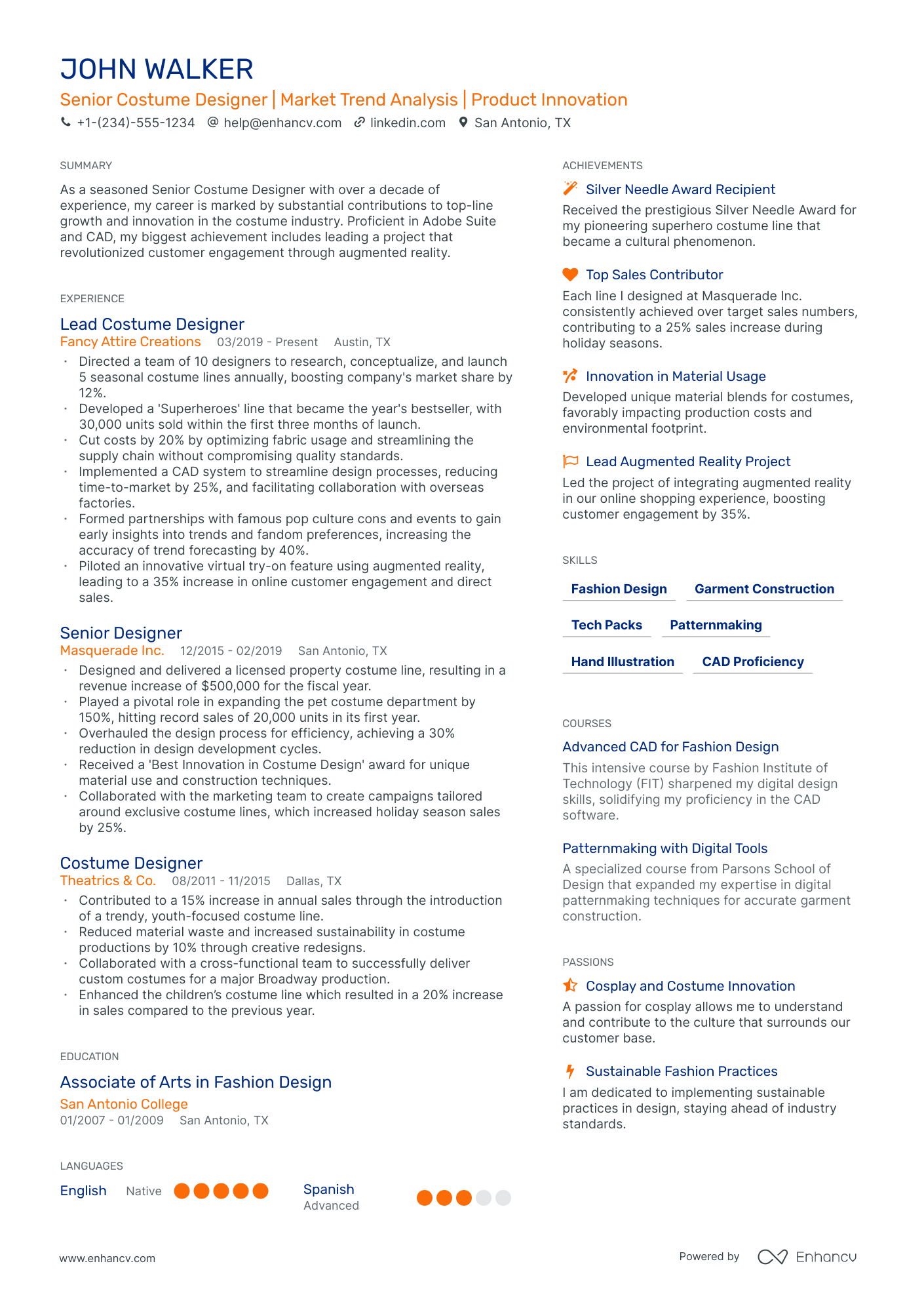 5 Costume Designer Resume Examples & Guide for 2024