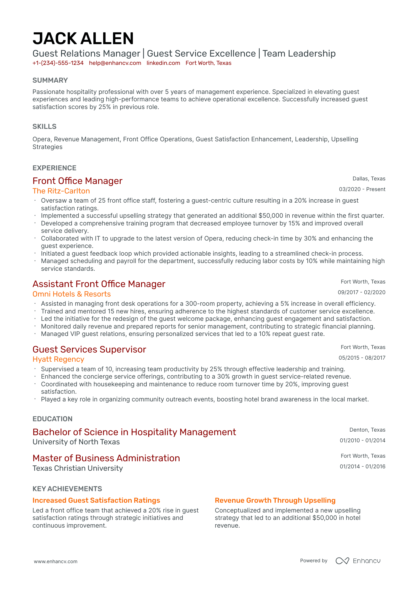 10 Guest Relations Manager Resume Examples & Guide for 2026