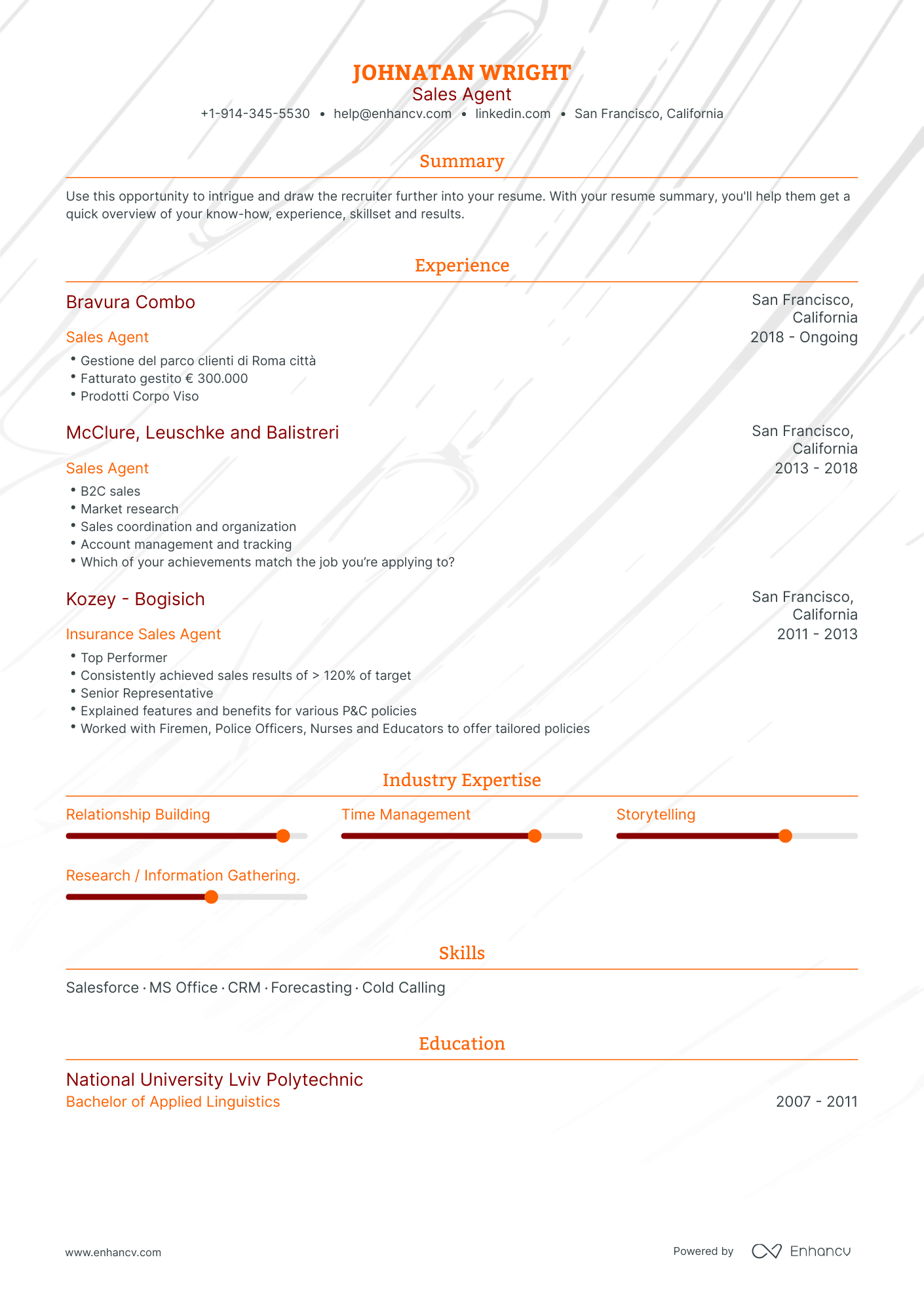 Sales Agent Resume Examples & Guide for 2023 (Layout, Skills, Keywords ...