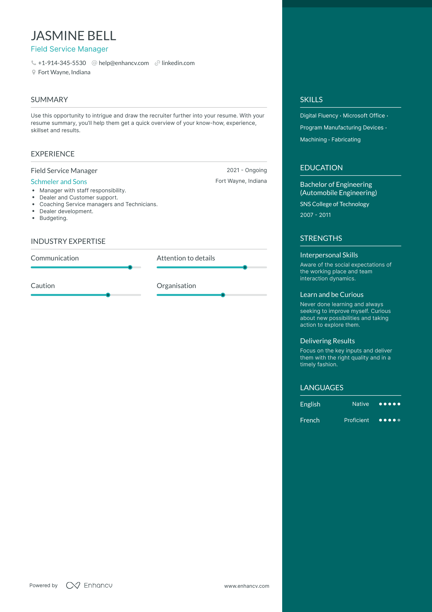 Field Service Manager Resume Examples & Guide for 2023 (Layout, Skills ...