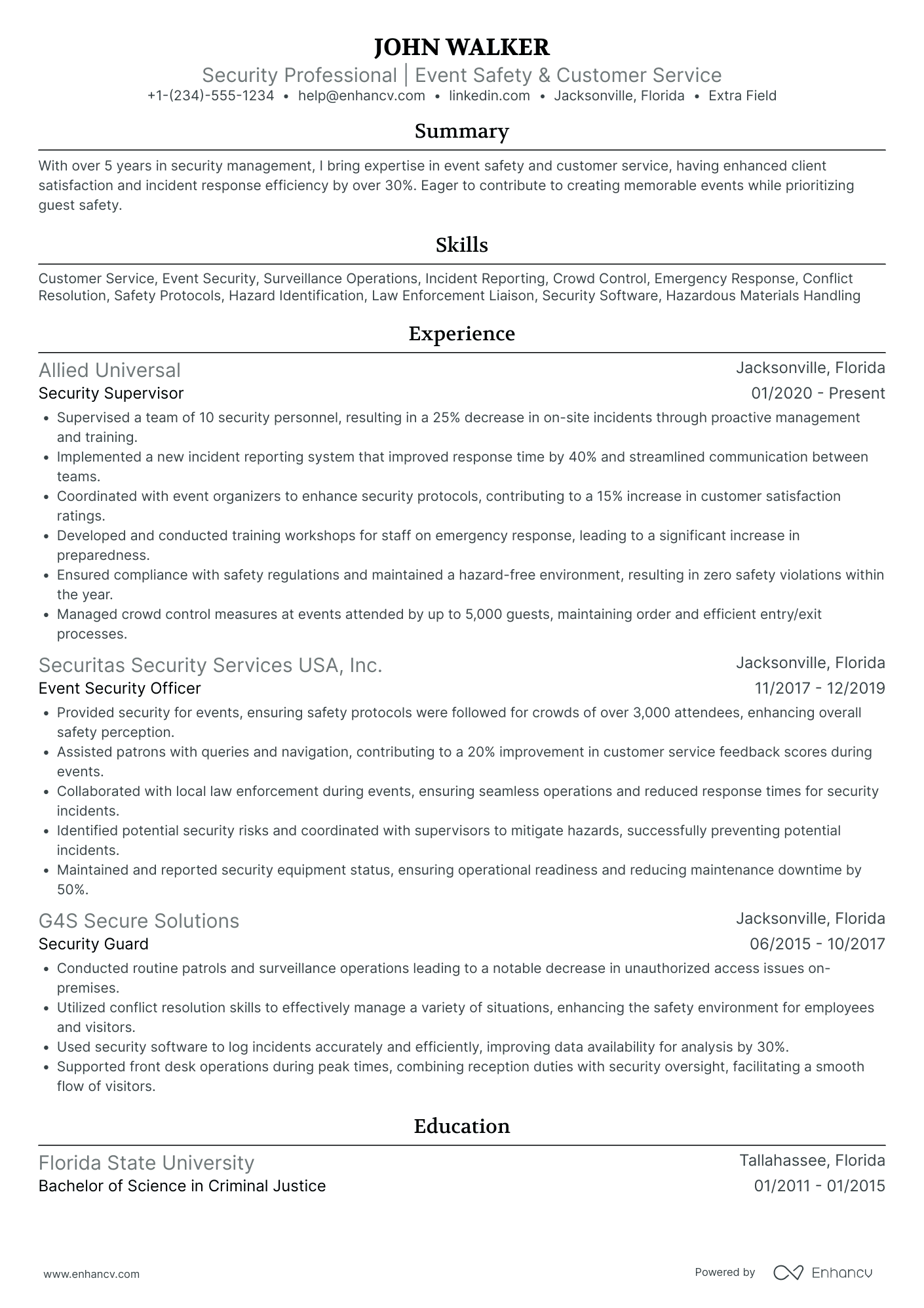 21 Security Guard Resume Examples & Guide for 2026