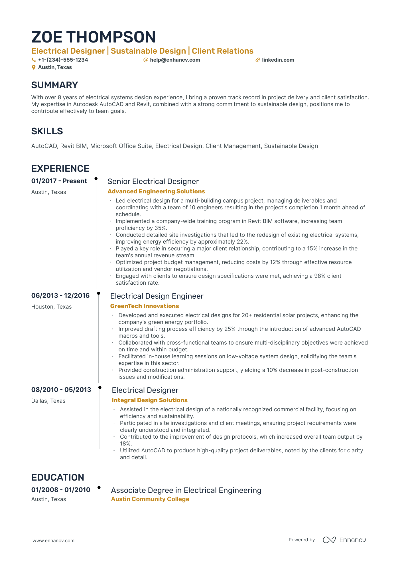 10 Electrical Designer Resume Examples & Guide for 2026