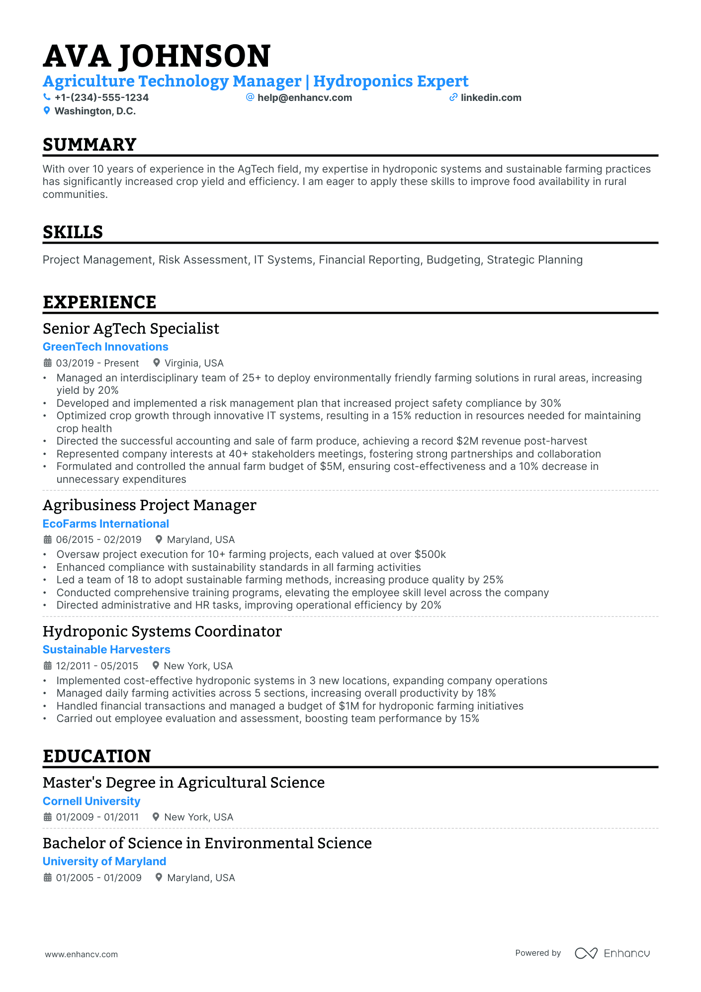 10 Farm Manager Resume Examples & Guide for 2025