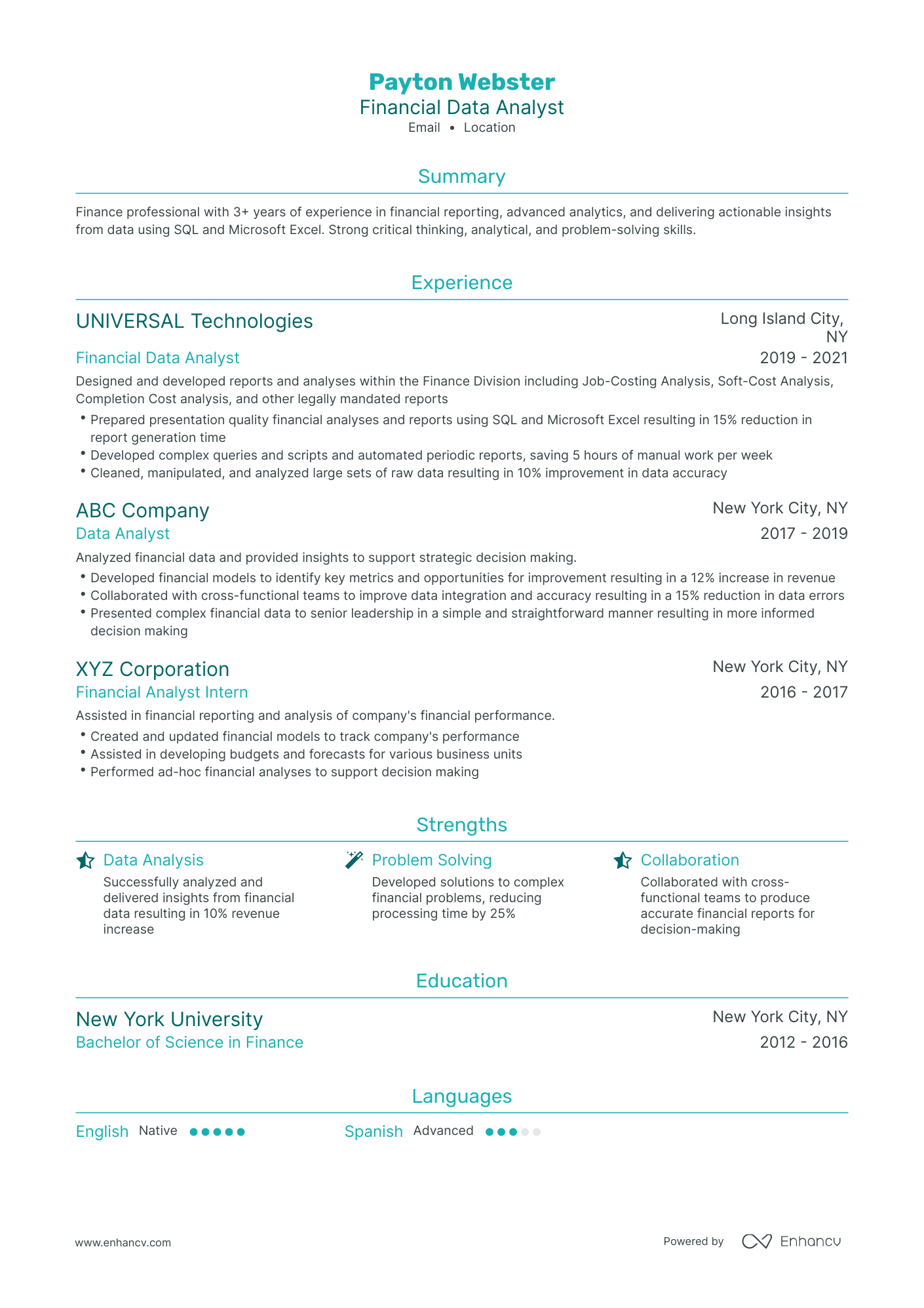 5 Financial Data Analyst Resume Examples & Guide for 2024