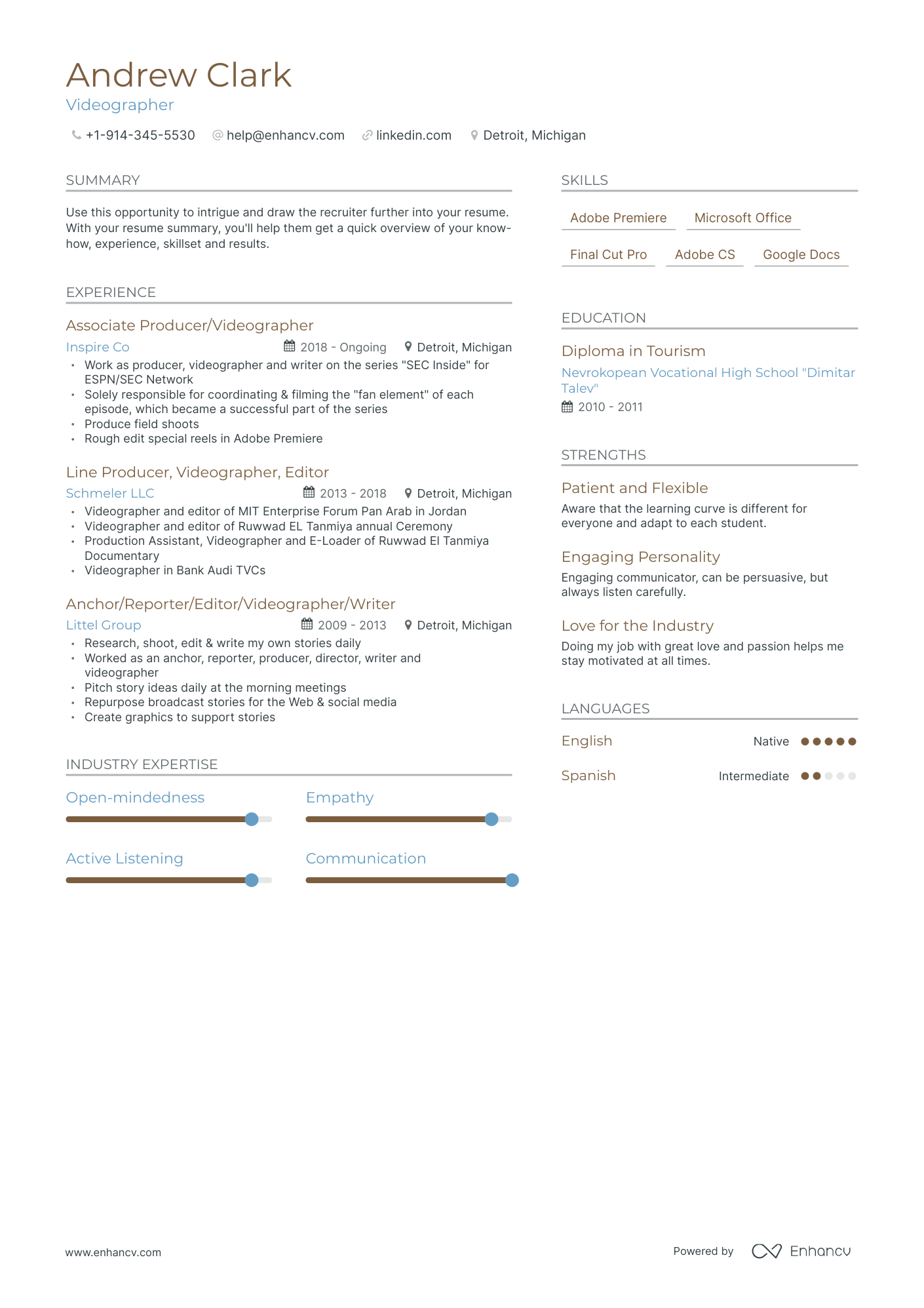 Top Videographer Resume Examples & Samples for 2023 | Enhancv.com ...