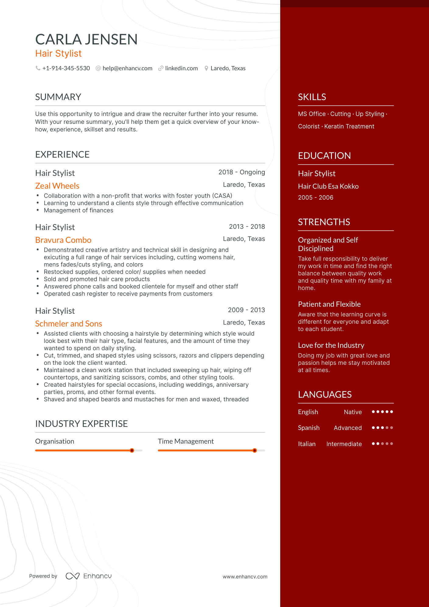 5 Hair Stylist Resume Examples & Guide for 2024