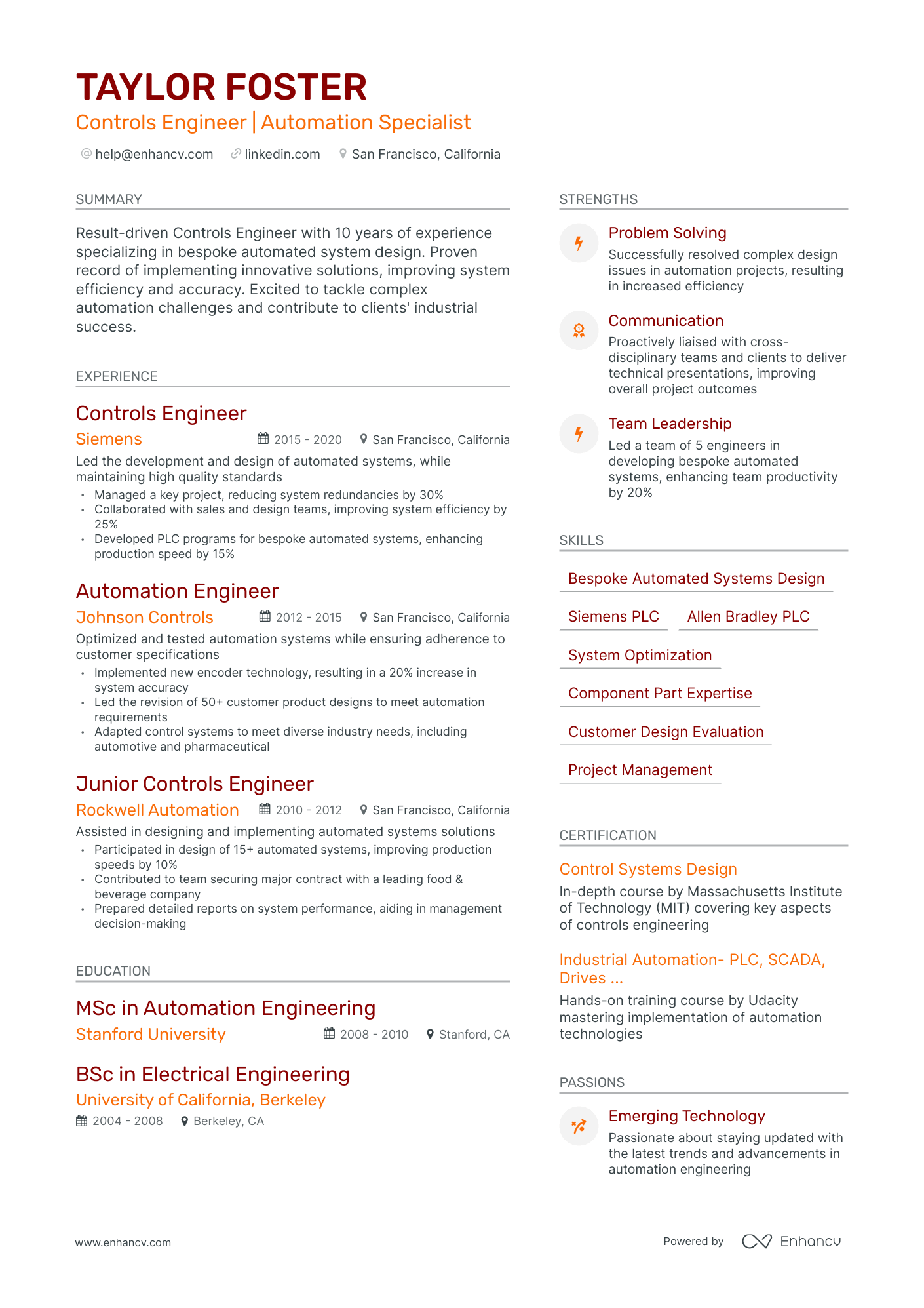5 Controls Engineer Resume Examples & Guide for 2023