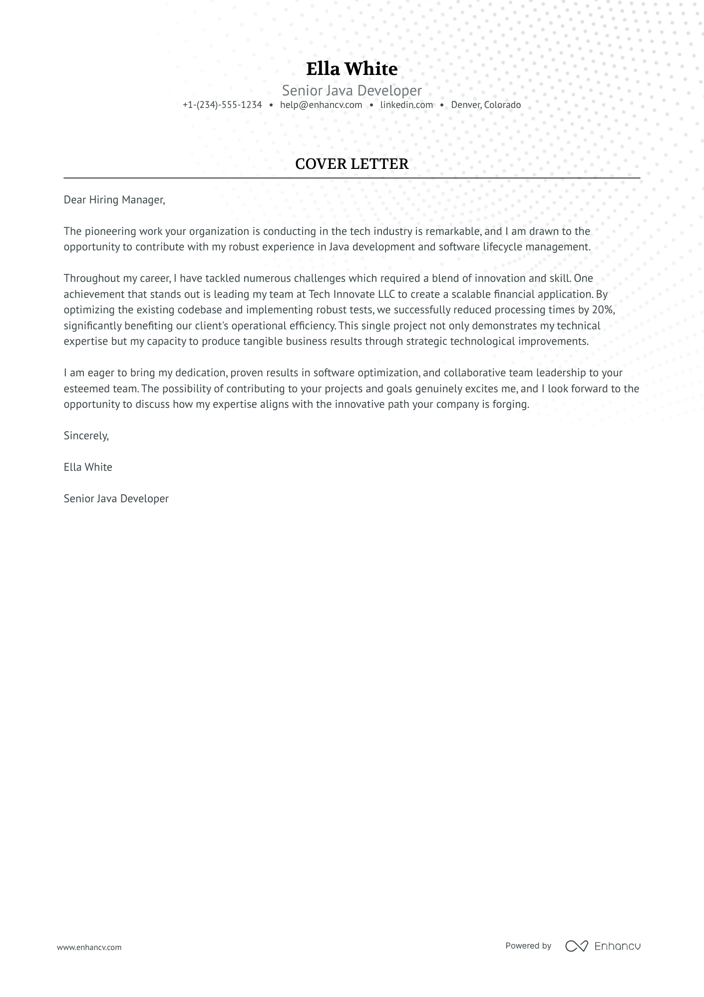8 Professional Java Developer Cover Letter Examples and Template for ...