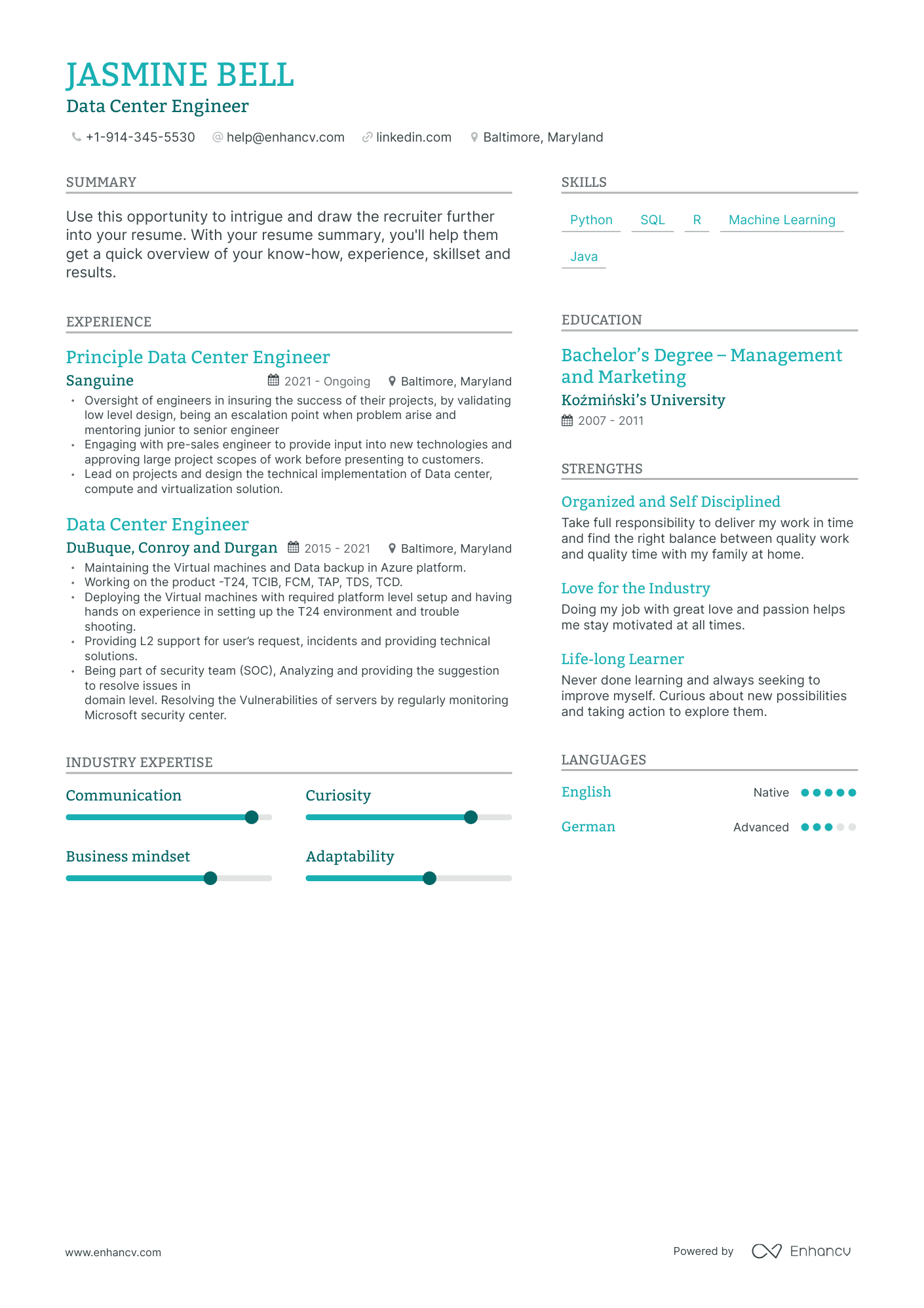 Data Center Engineer Resume Examples & Guide for 2023 (Layout, Skills ...