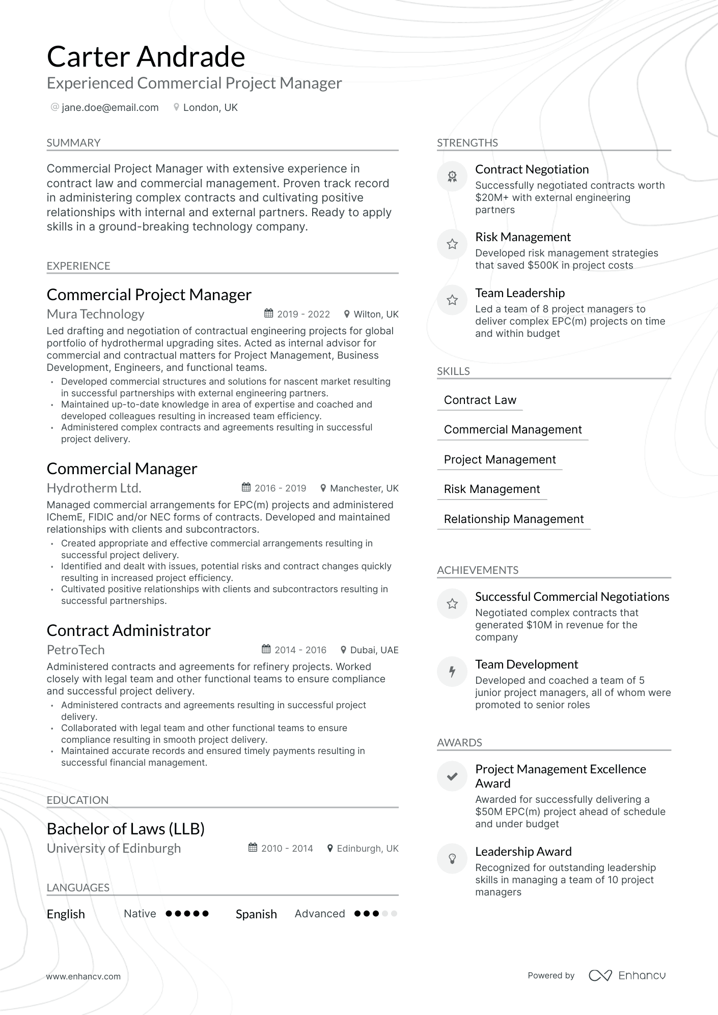 5 Commercial Project Manager Resume Examples & Guide for 2023
