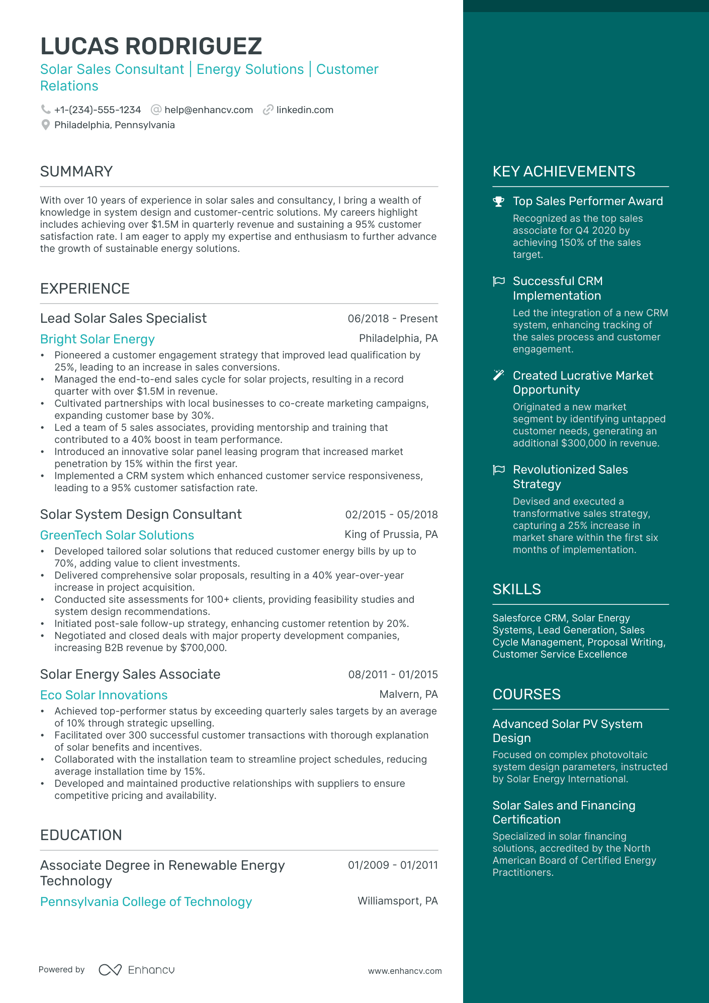 10 Solar Sales Resume Examples & Guide for 2026