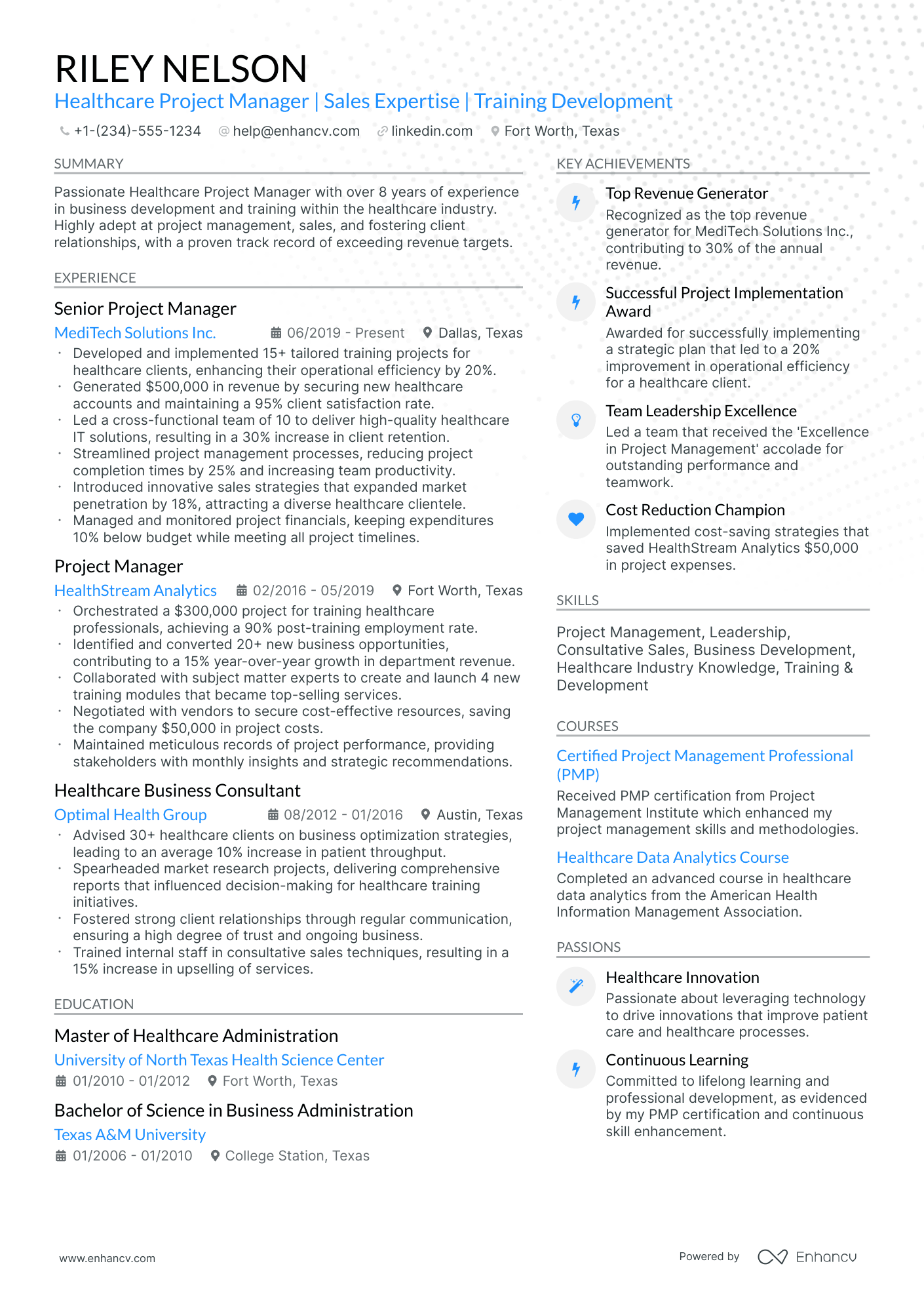 10 Healthcare Project Manager Resume Examples & Guide for 2025