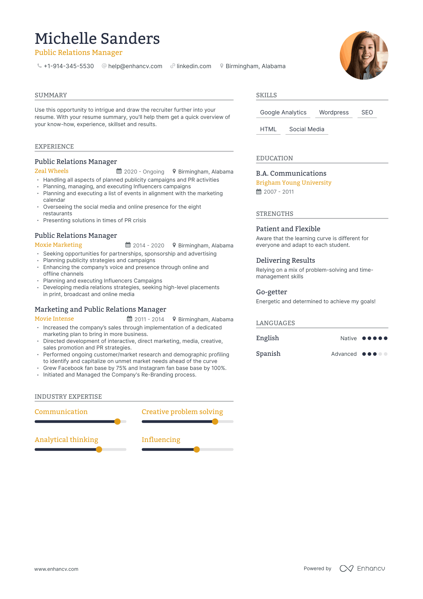 Public Relations Manager Resume Examples & Guide for 2023 (Layout ...