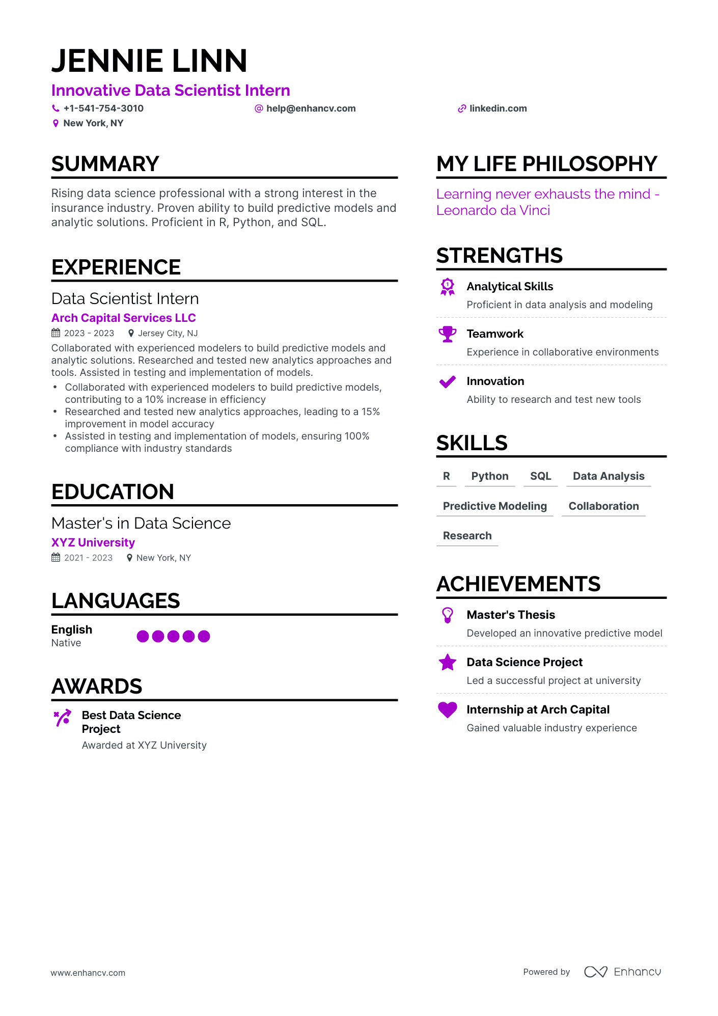 5 Data Science Intern Resume Examples & Guide for 2023