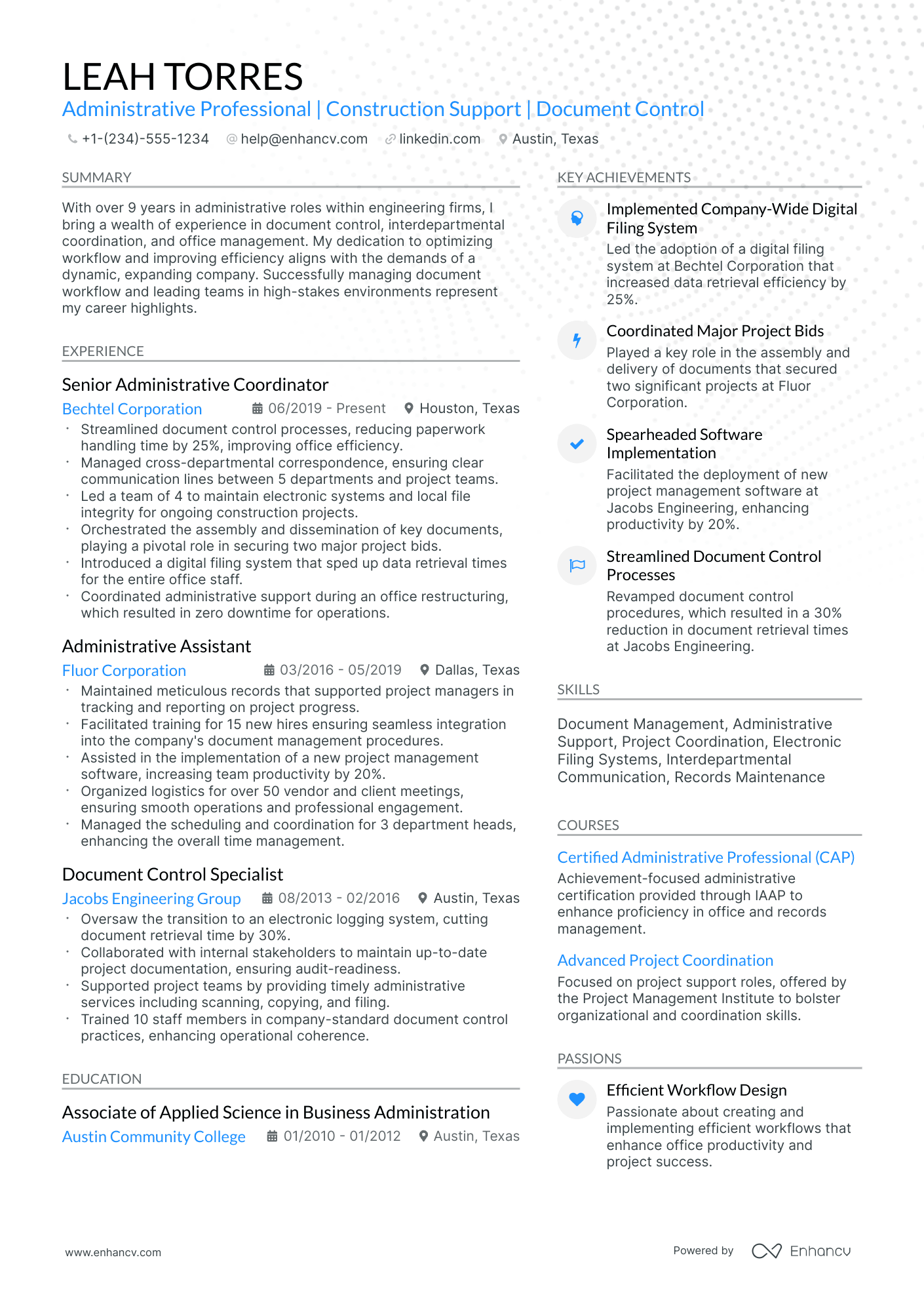 10 Construction Administrative Assistant Resume Examples & Guide for 2026