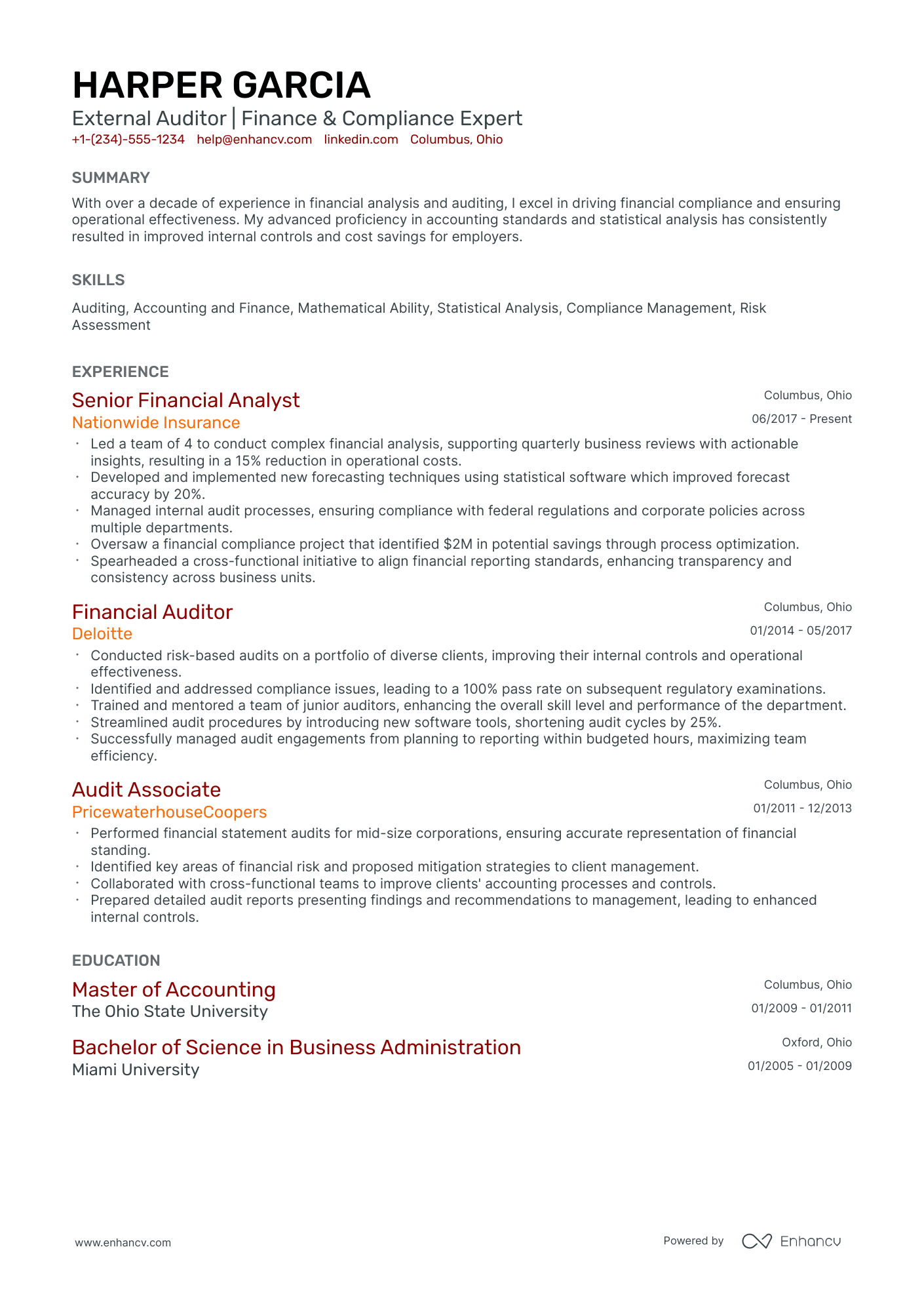 10 External Auditor Resume Examples & Guide for 2026