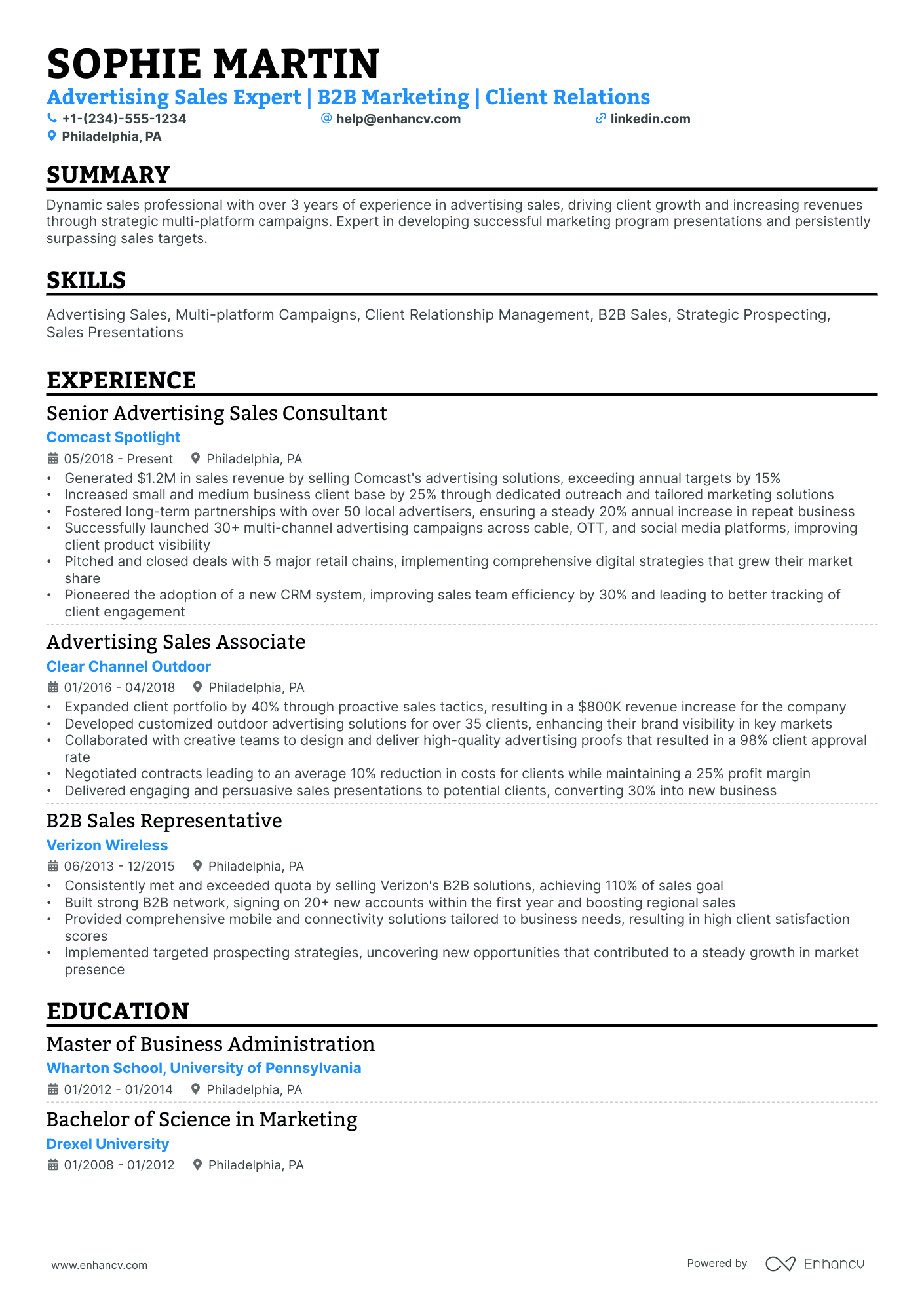 10 Advertising Sales Executive Resume Examples & Guide for 2026