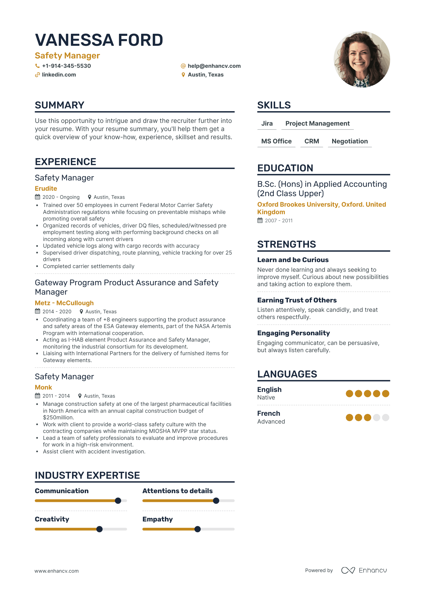 Safety Manager Resume Examples & Guide for 2023 (Layout, Skills ...