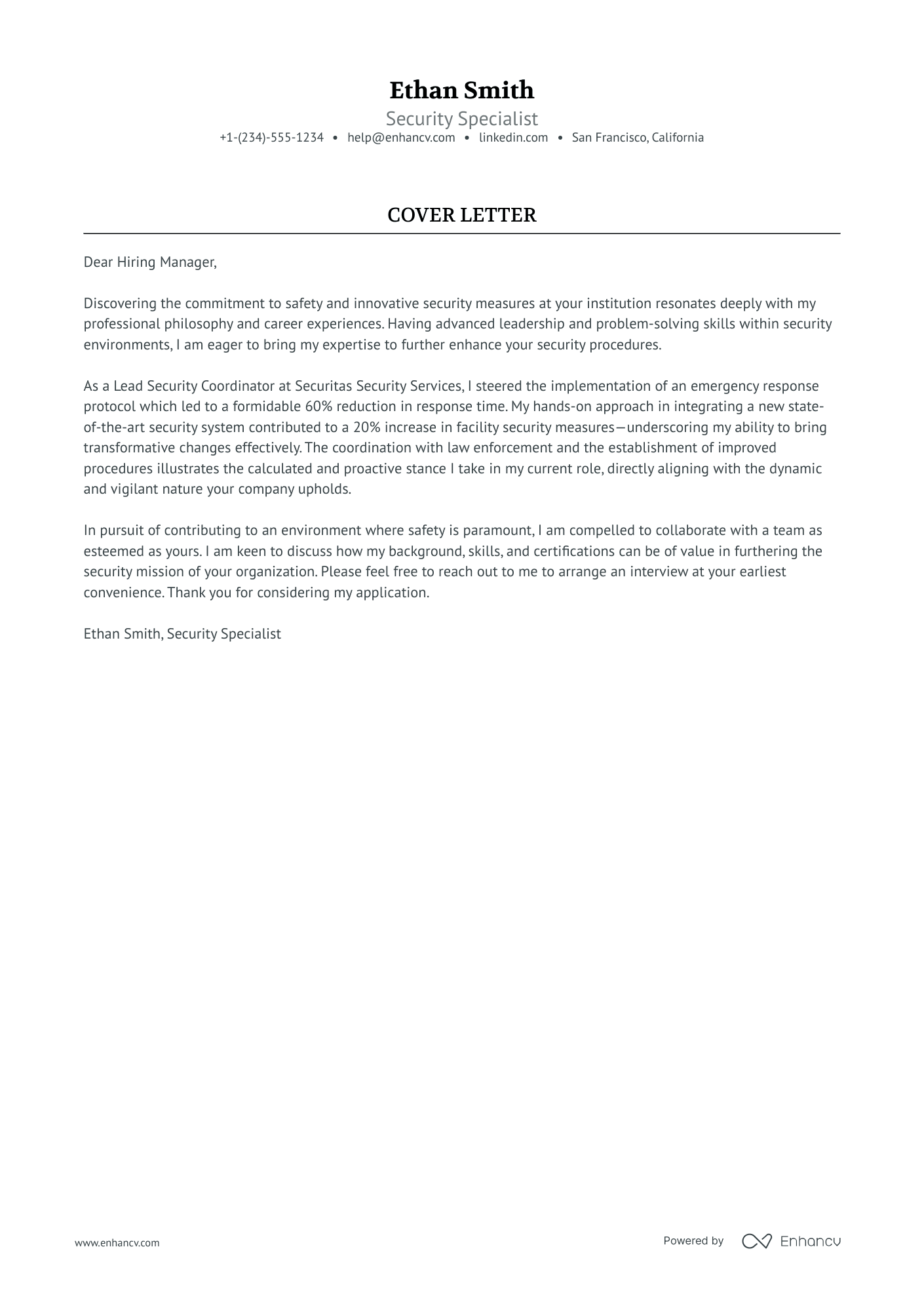 5 Professional Security Guard Cover Letter Examples and Template for ...